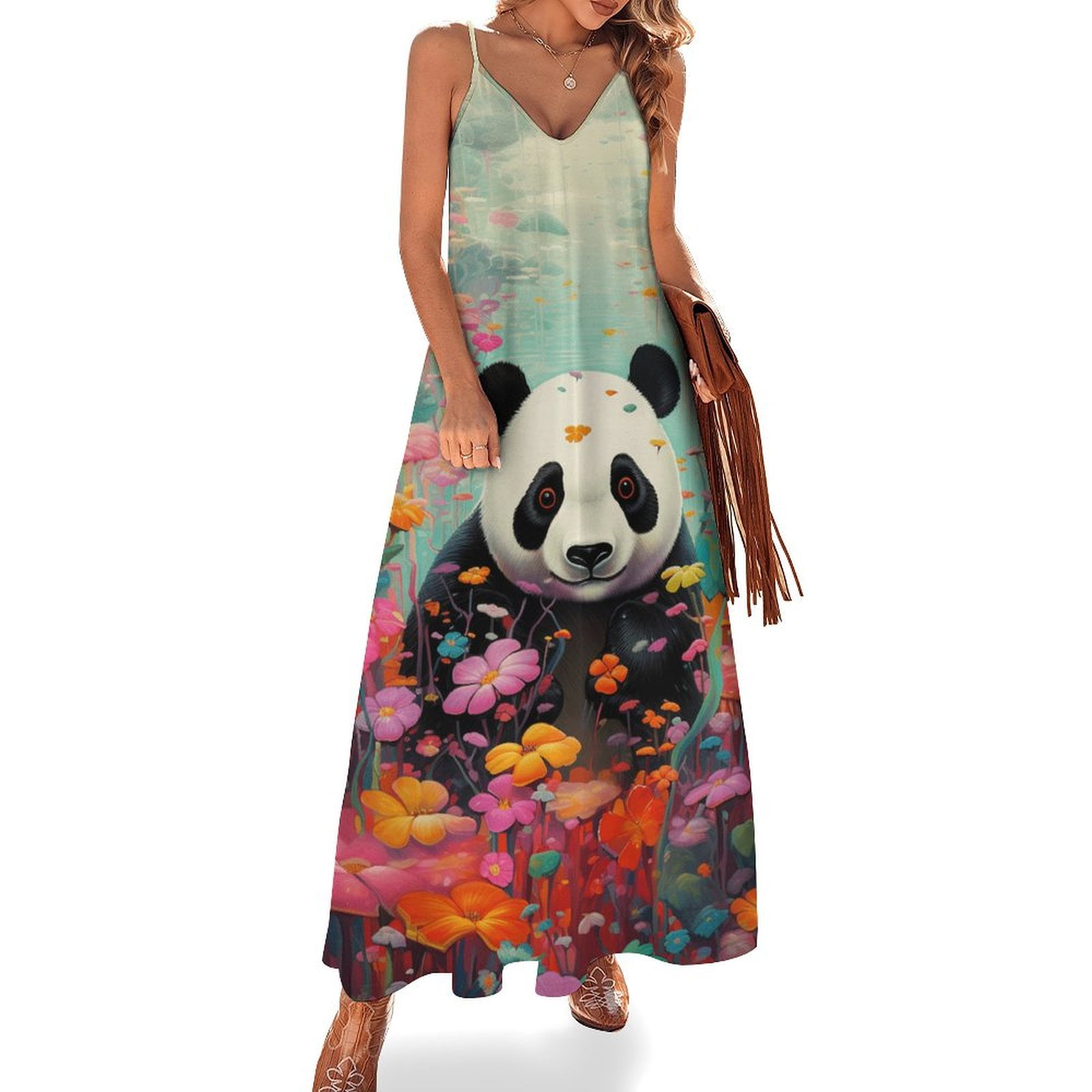 Funny Cute Panda Sleeveless Dress Woman Fashion Long Dresses Women's ...