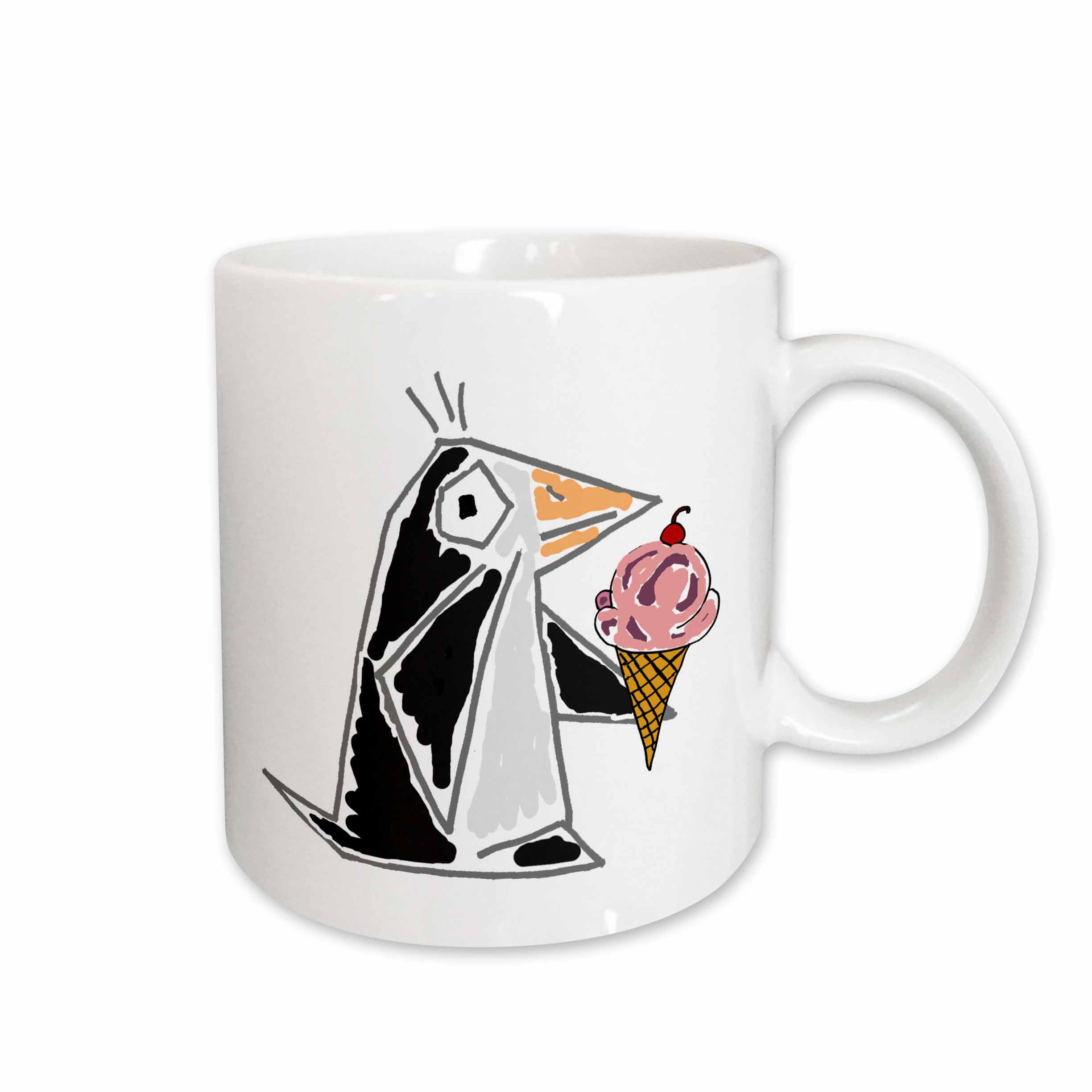 3drose, Funny Cute Penguin Bird Eating Ice Cream Cone Primitive Art ...