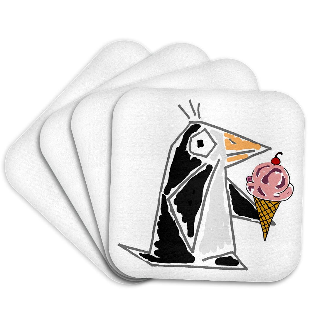 3drose, Funny Cute Penguin Bird Eating Ice Cream Cone Primitive Art ...
