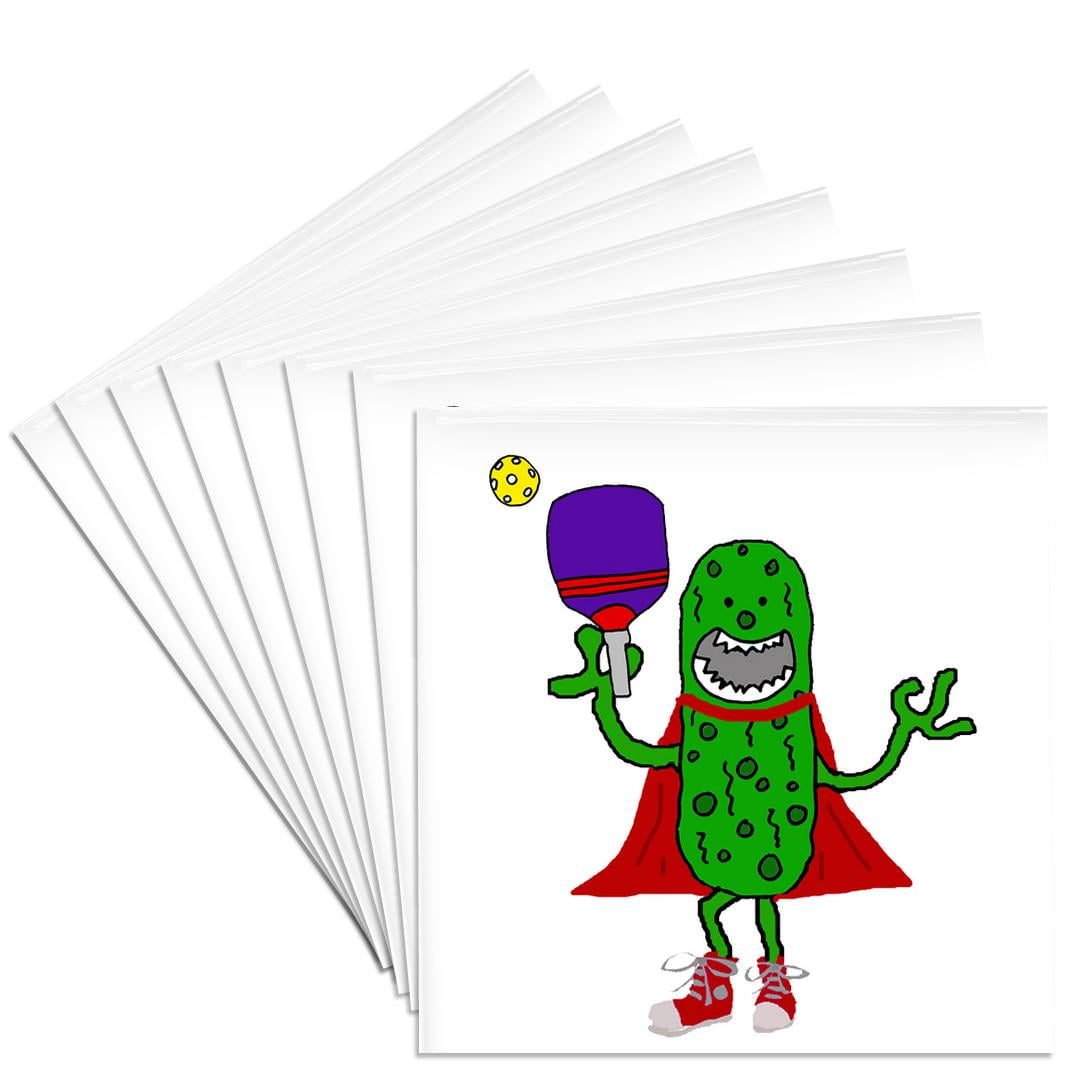 3drose, Funny Cute Pickle Superhero Playing Pickleball Sports Cartoon ...