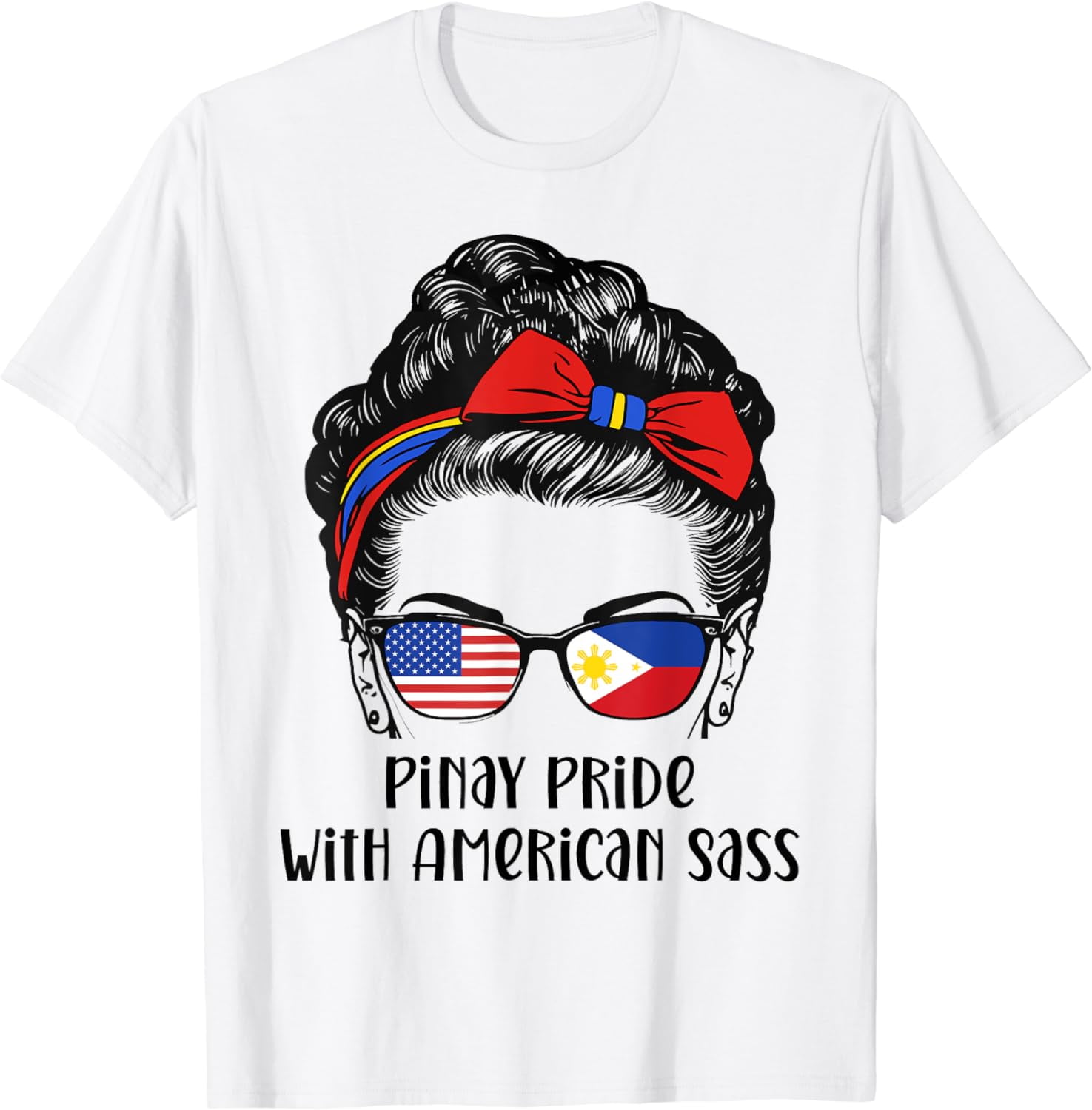 Funny Cute Pinay Filipina Woman USA American Philippines T-Shirt ...