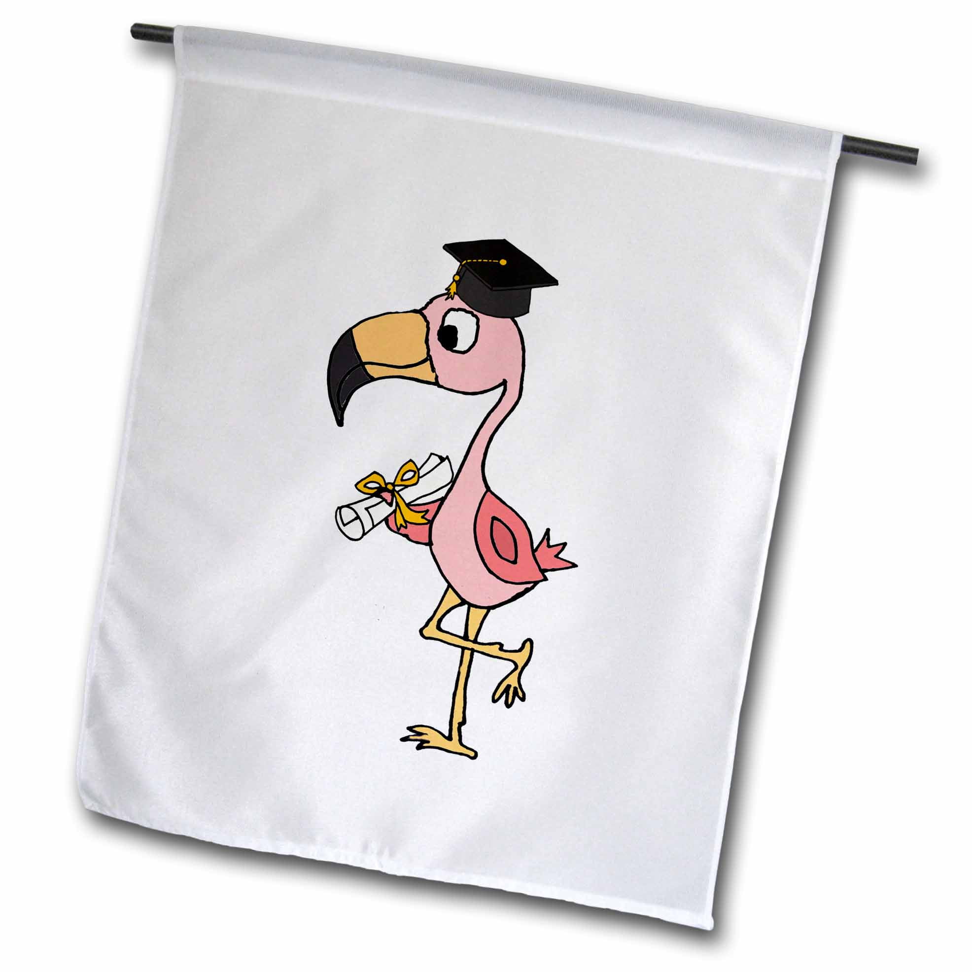Funny Cute Pink Flamingo in Graduation cap with Diploma Scroll 18 x 27 ...