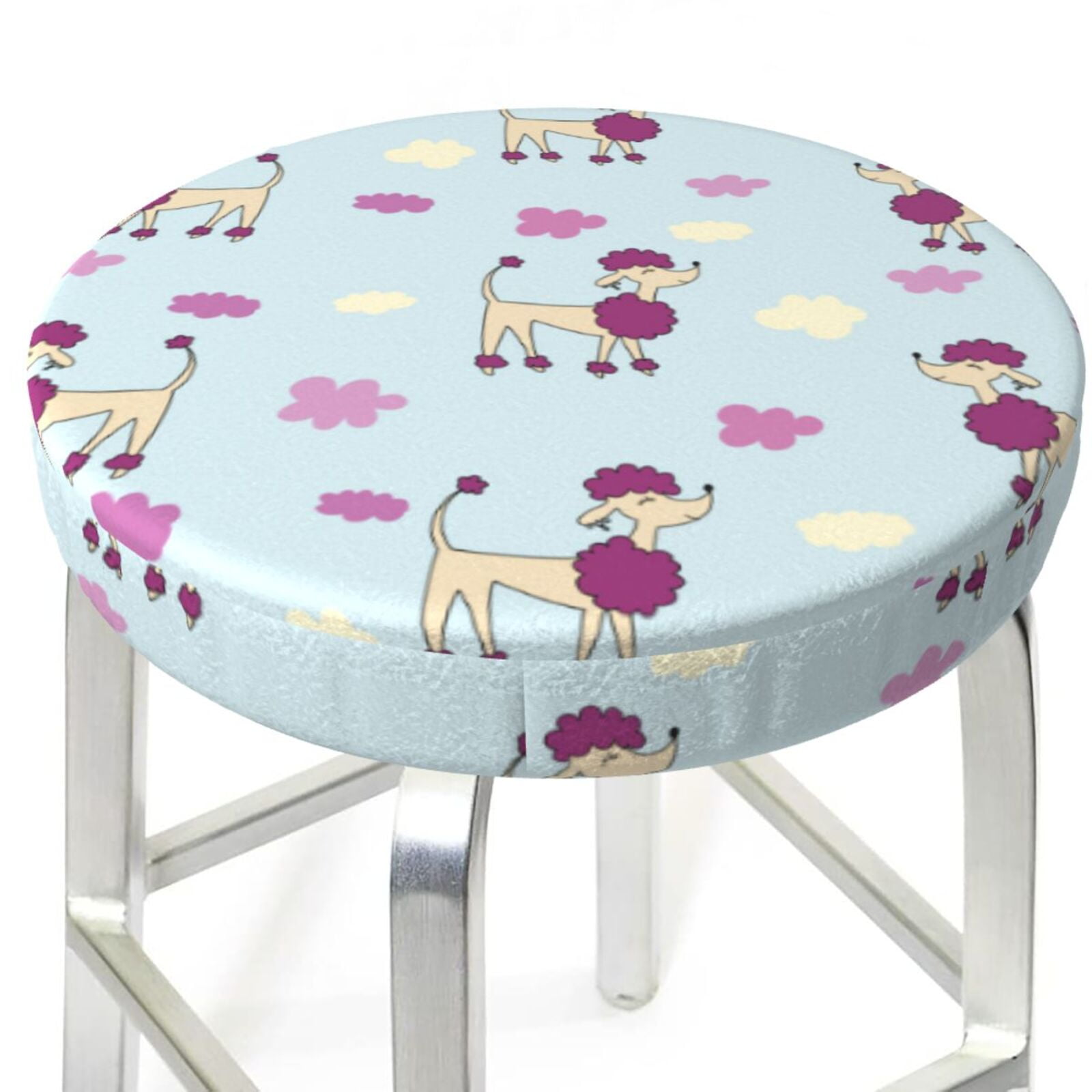 Funny Cute Poodle Dog_A Round Bar Stool Covers, Soft Velvet Bar Stool ...