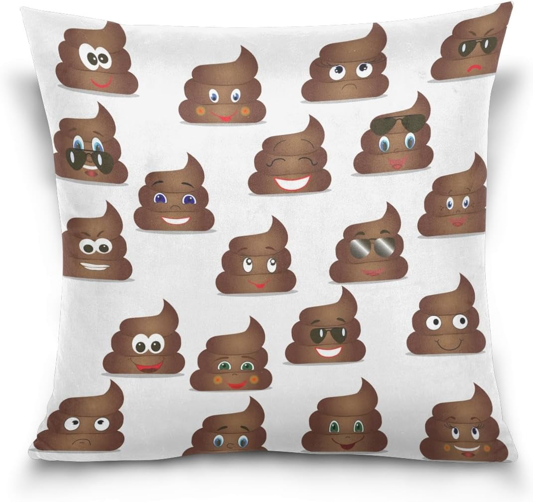 Funny Cute Poop Set Velvet Plush Throw Pillow Cushion Case Cover - 20 ...