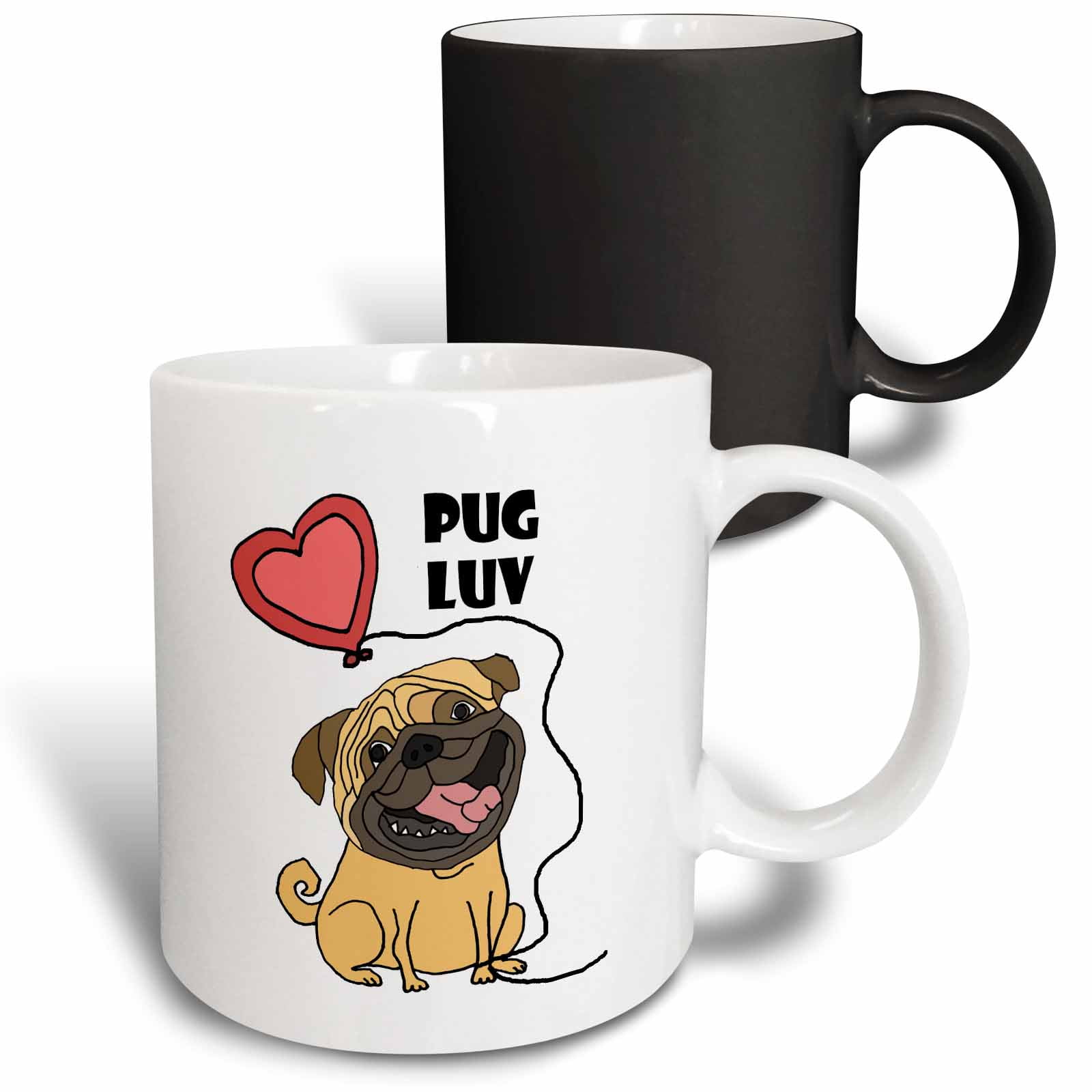 Funny Cute Pug Puppy Dog with Love Balloon Pug Luv Cartoon 11oz Magic ...