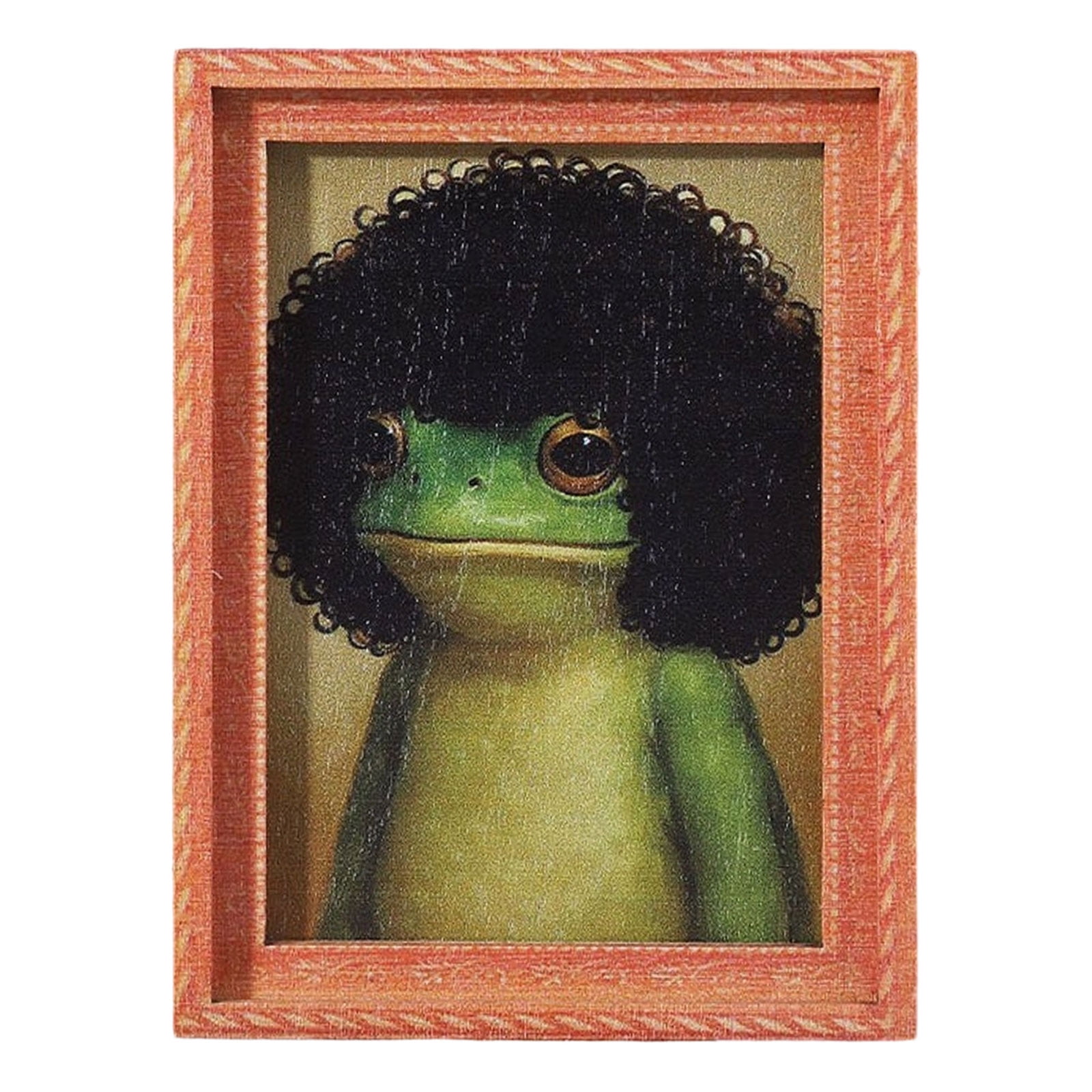 Funny Cute Retro Framed Art Magnet With Wooden Frames, Cute Quirky Frog ...