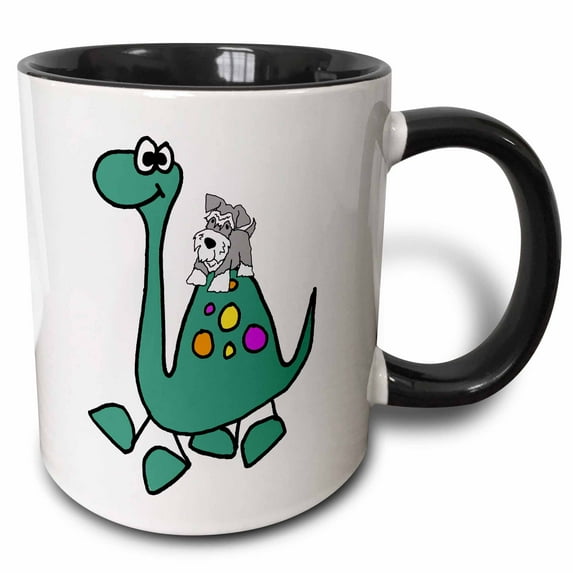 3drose, Funny Cute Schnauzer Dog Riding Blue Brontosaurus Dinosaur ...