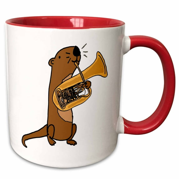 3drose, Funny Cute Sea Otter Playing Tuba Musical Cartoon, 15oz Two ...