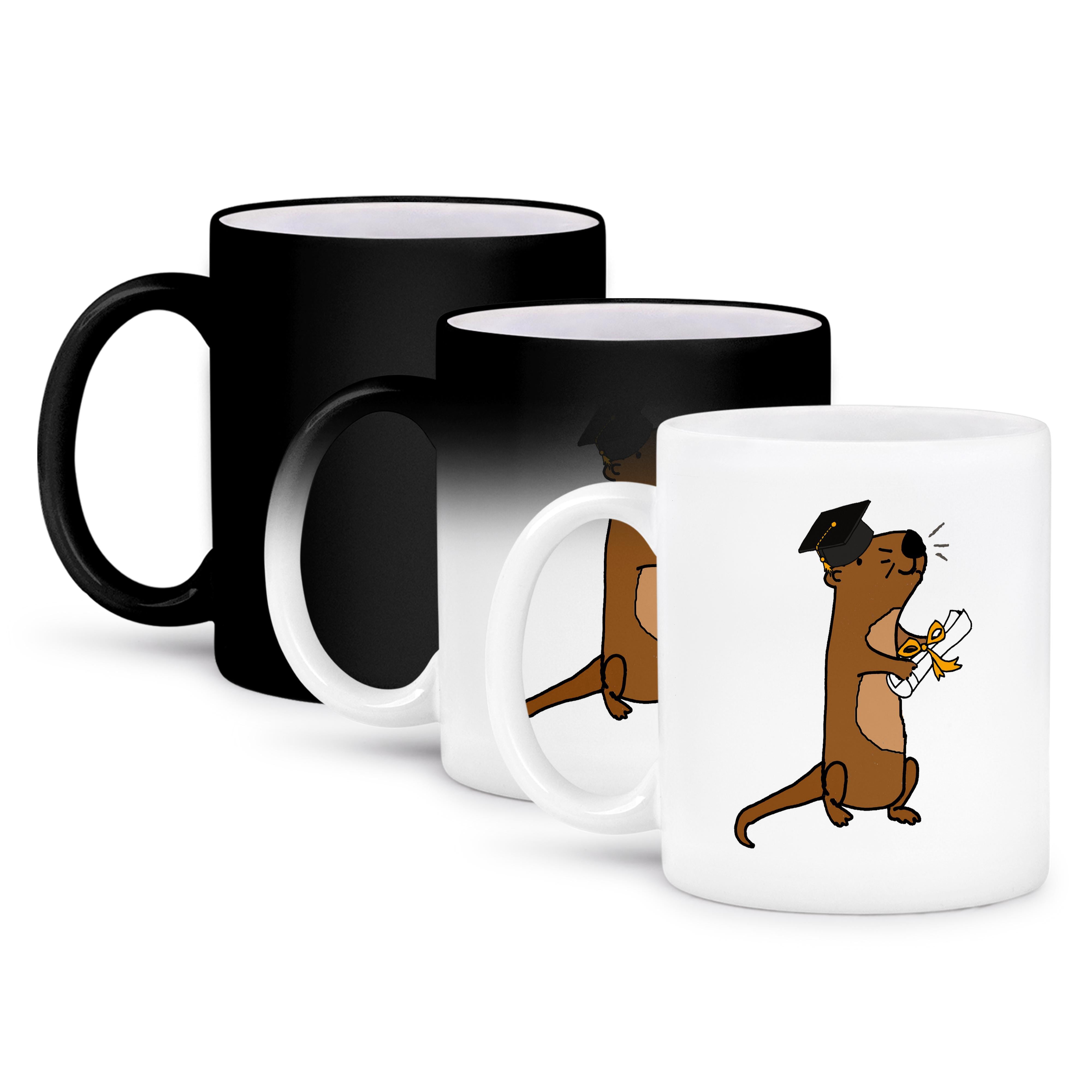 11oz Cute Sea Otter Graduation Mug, Magic Transforming, Customizable ...
