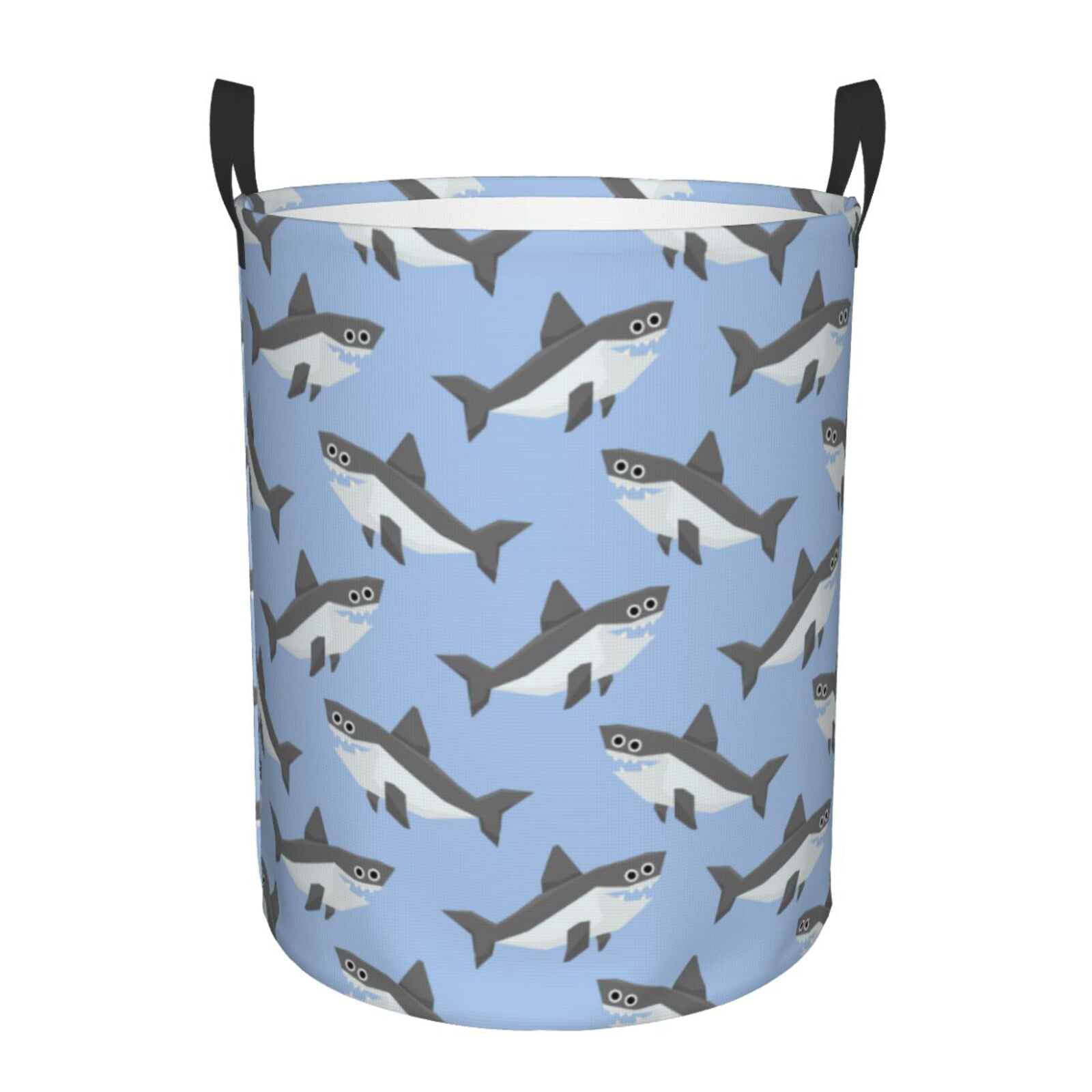 Funny Cute Shark Blue Laundry Basket, Laundry Hamper Waterproof Laundry ...