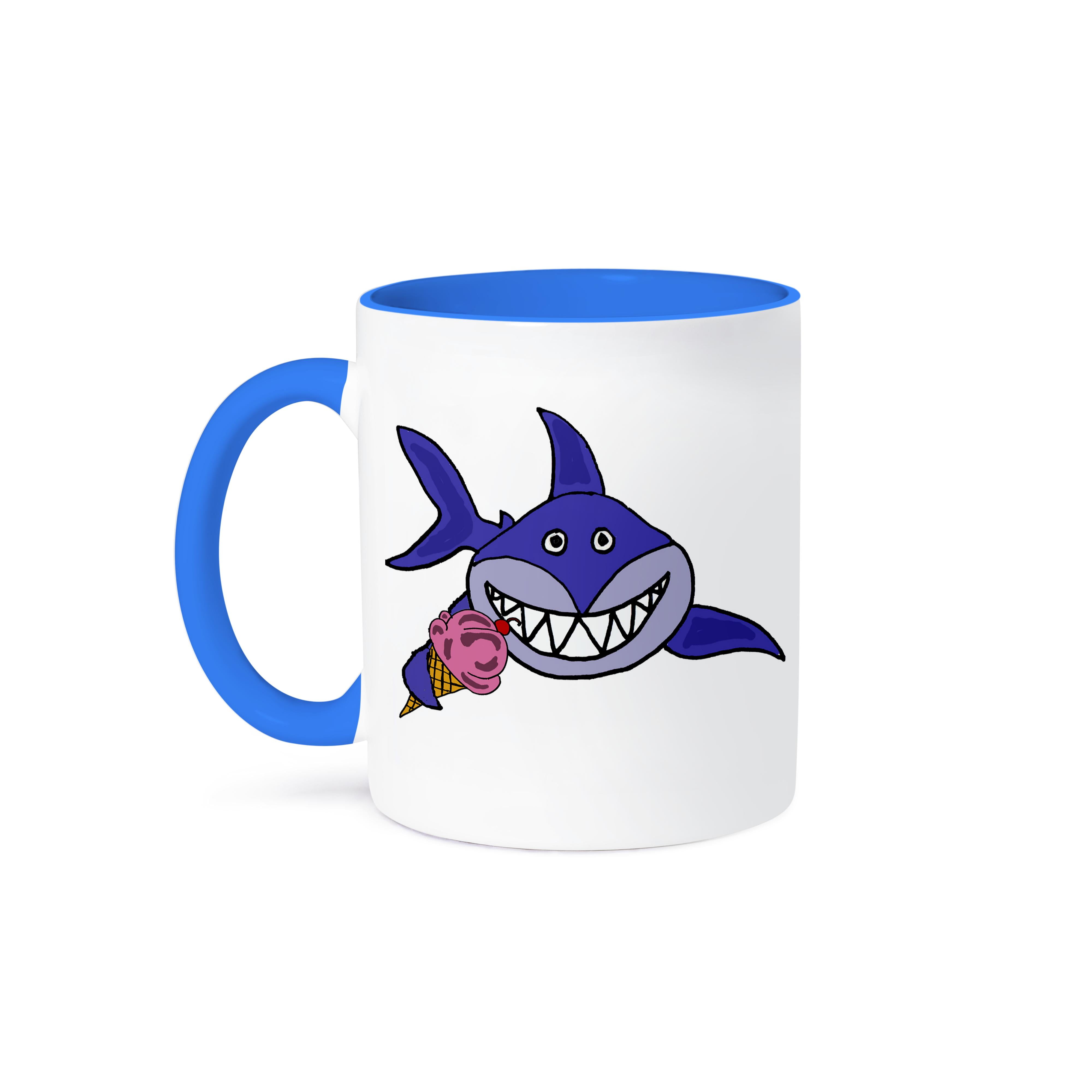 3dRose, Funny Cute Shark Eating Ice Cream Cone for the Beach, 15oz Two ...