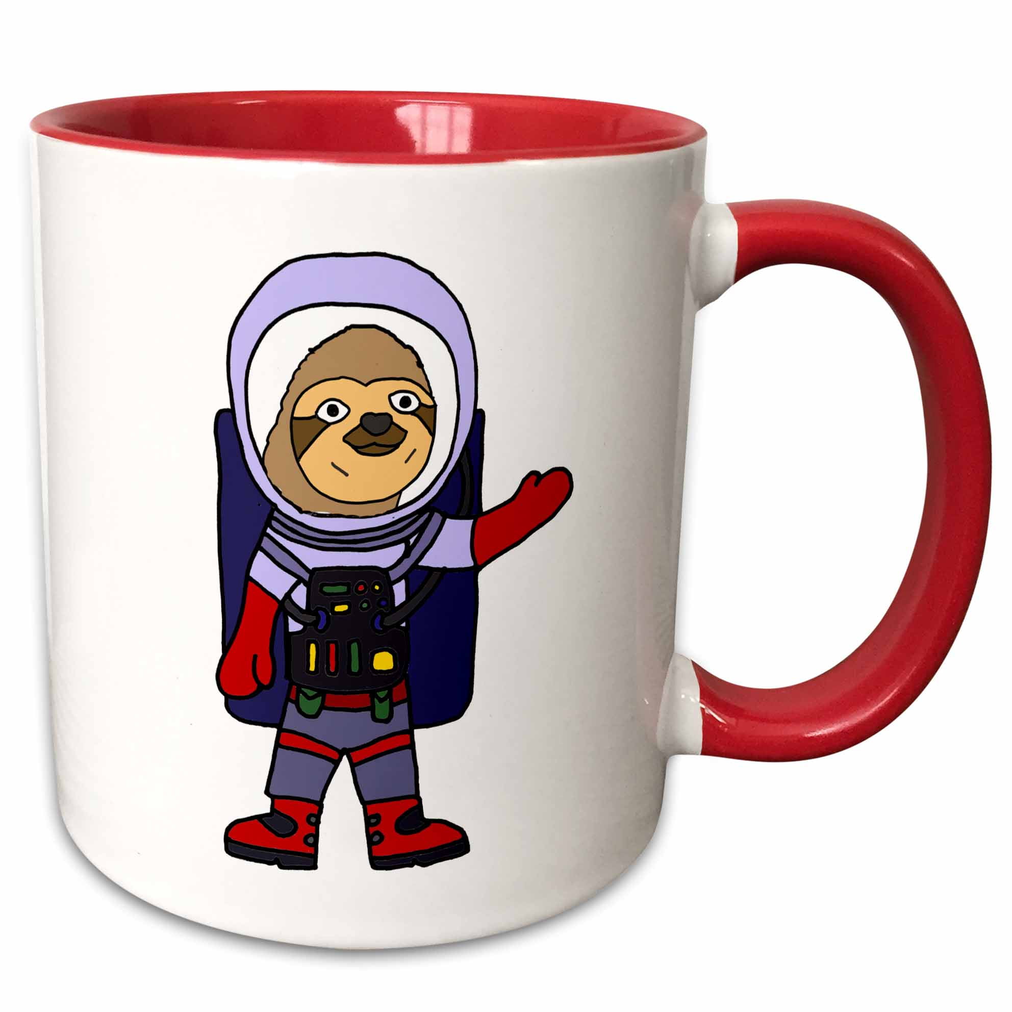 3drose, Funny Cute Sloth Astronaut in Space Suit Cartoon, 11oz Two-tone ...