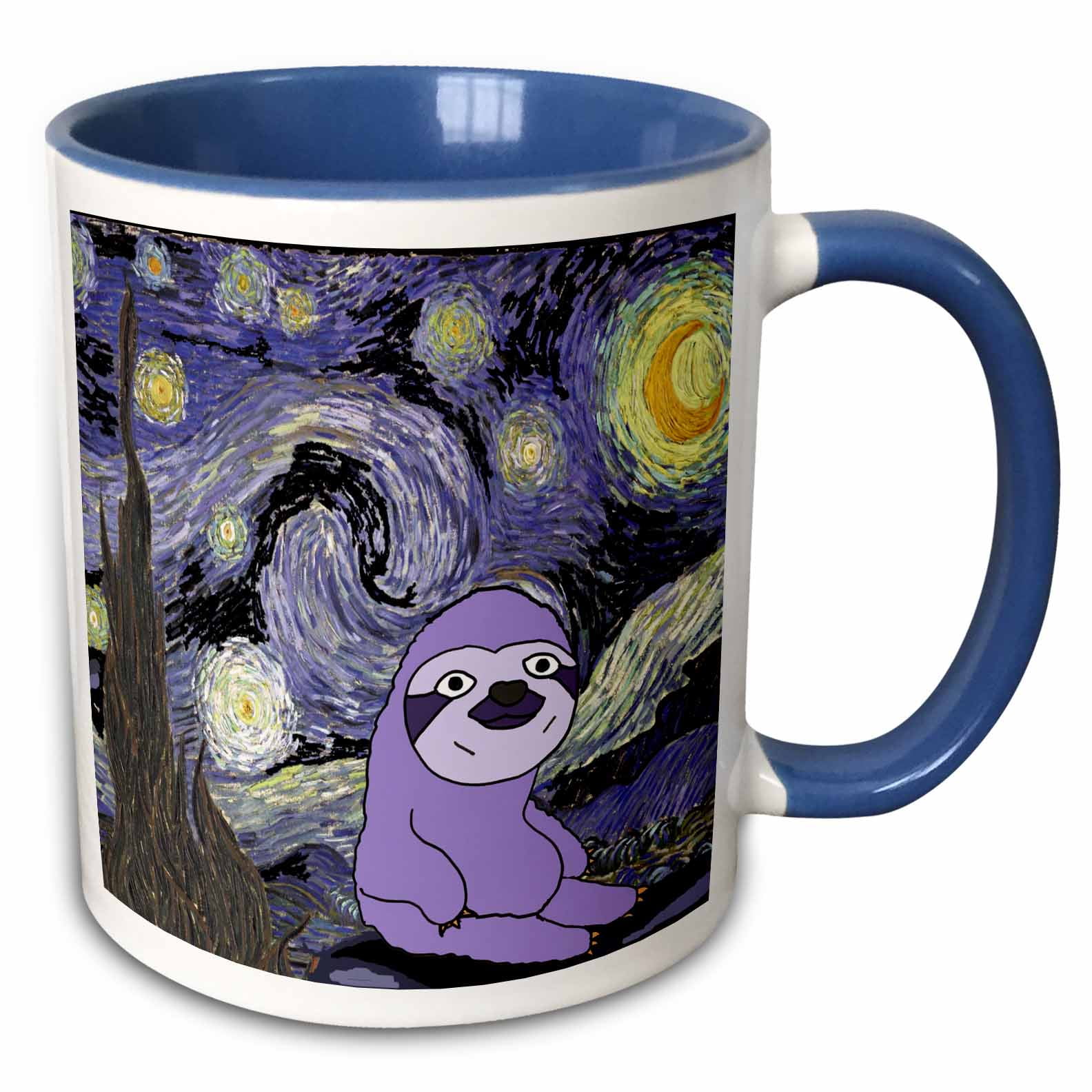 3drose, Funny Cute Sloth with Starry Night Van Gogh Background, 15oz ...