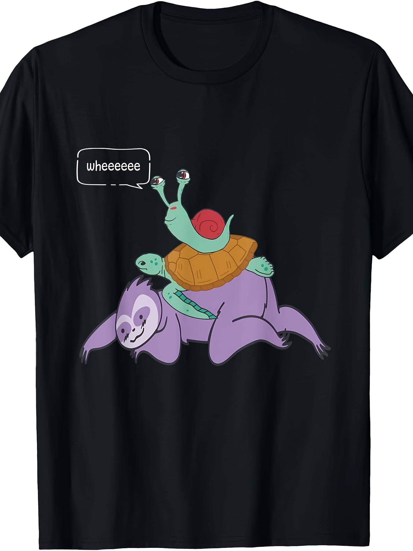 Funny Cute Snail Turtle Sloth T-Shirt- 220g - 100% Cotton - Walmart.com