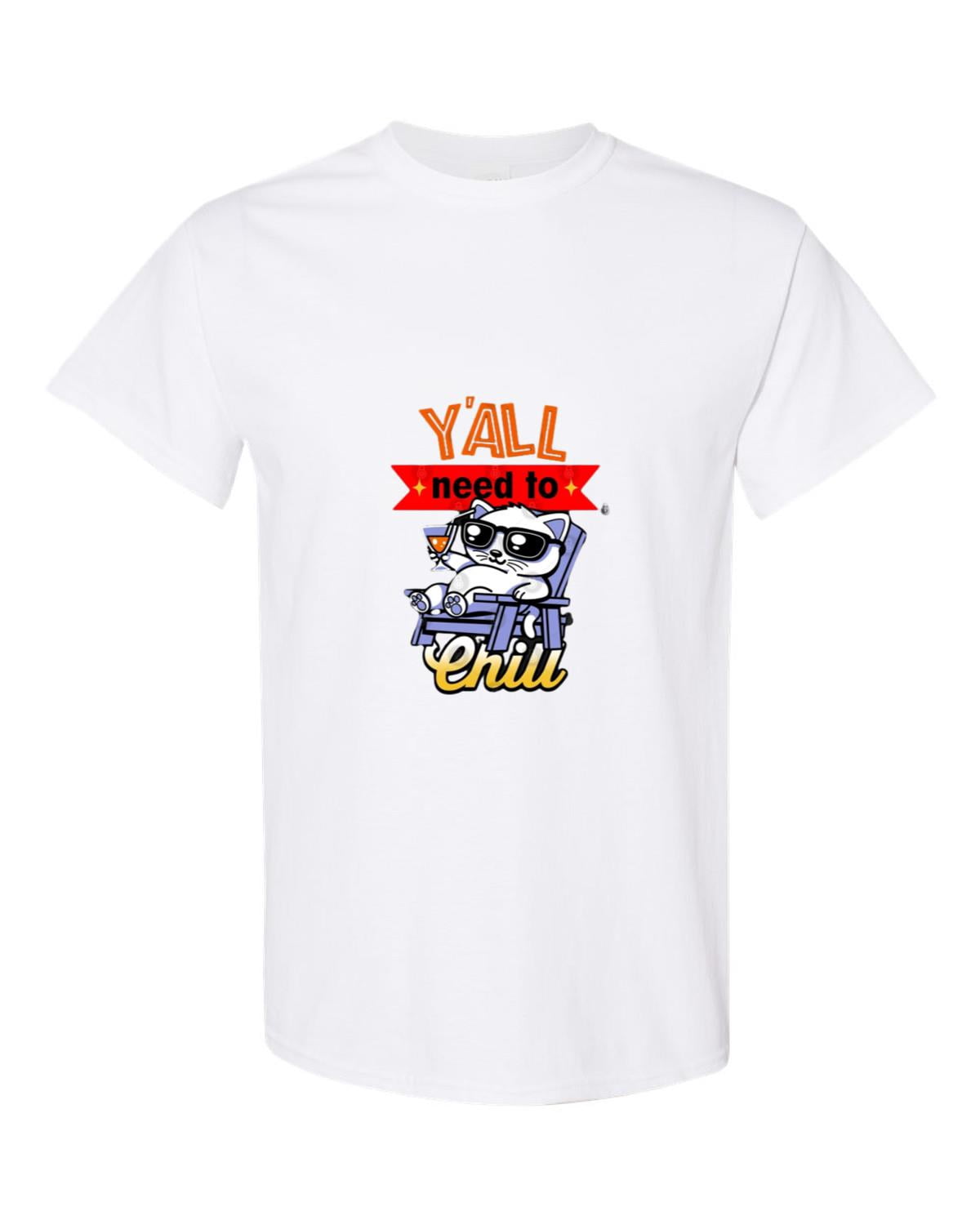 Funny Cute Summer Kitty Cat Chilling Yall Meme Graphic T-Shirt, for men ...