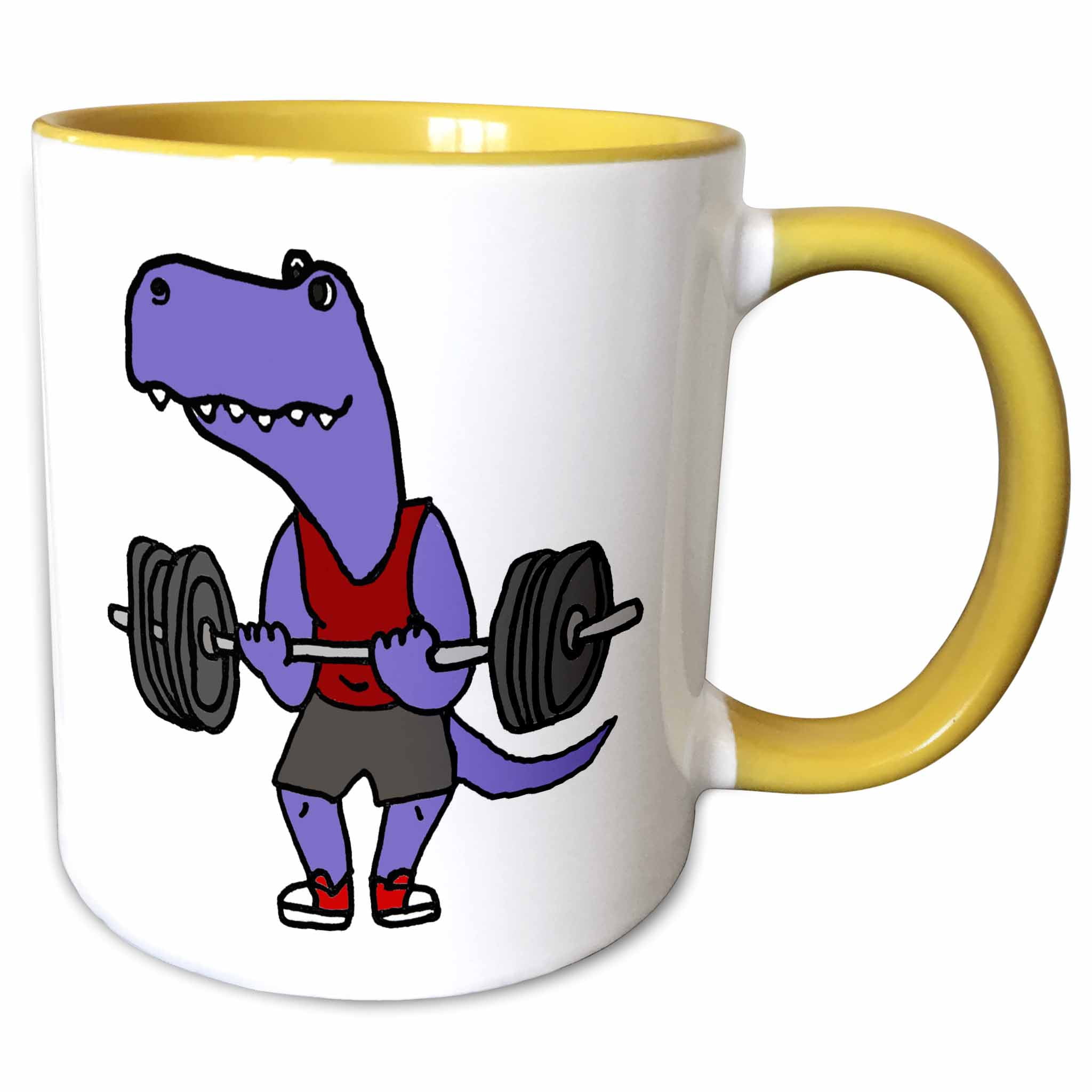 3drose, Funny Cute T-rex Dinosaur Bodybuilder Lifting Weights Cartoon ...