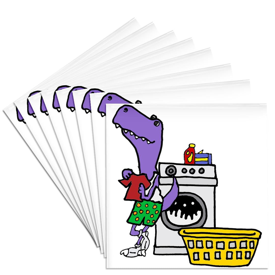3drose, Funny Cute T-rex Dinosaur Doing Laundry and Washing Clothes ...