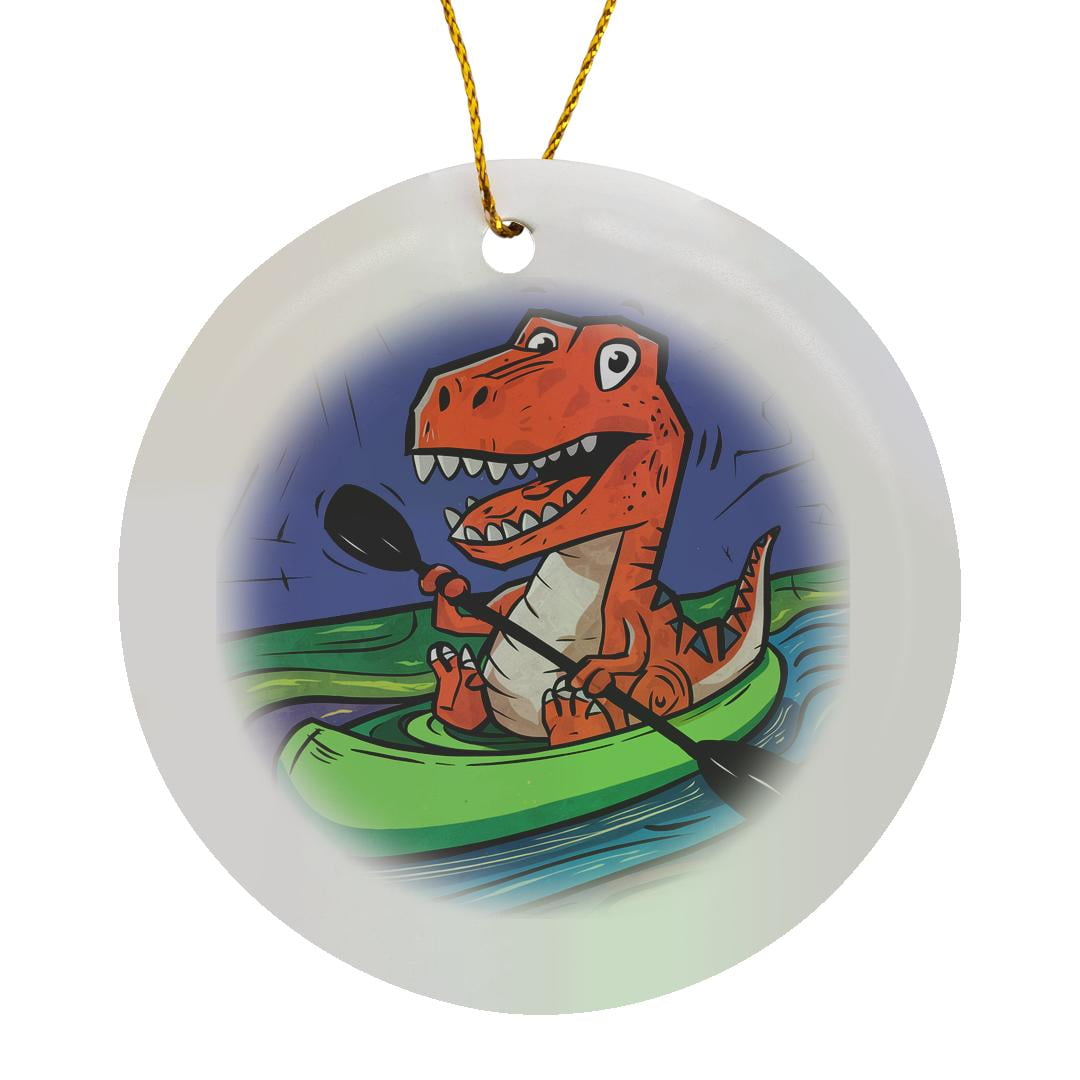 3drose, Funny Cute T-rex Dinosaur Kayaking Kayak Sports Abstract Art ...