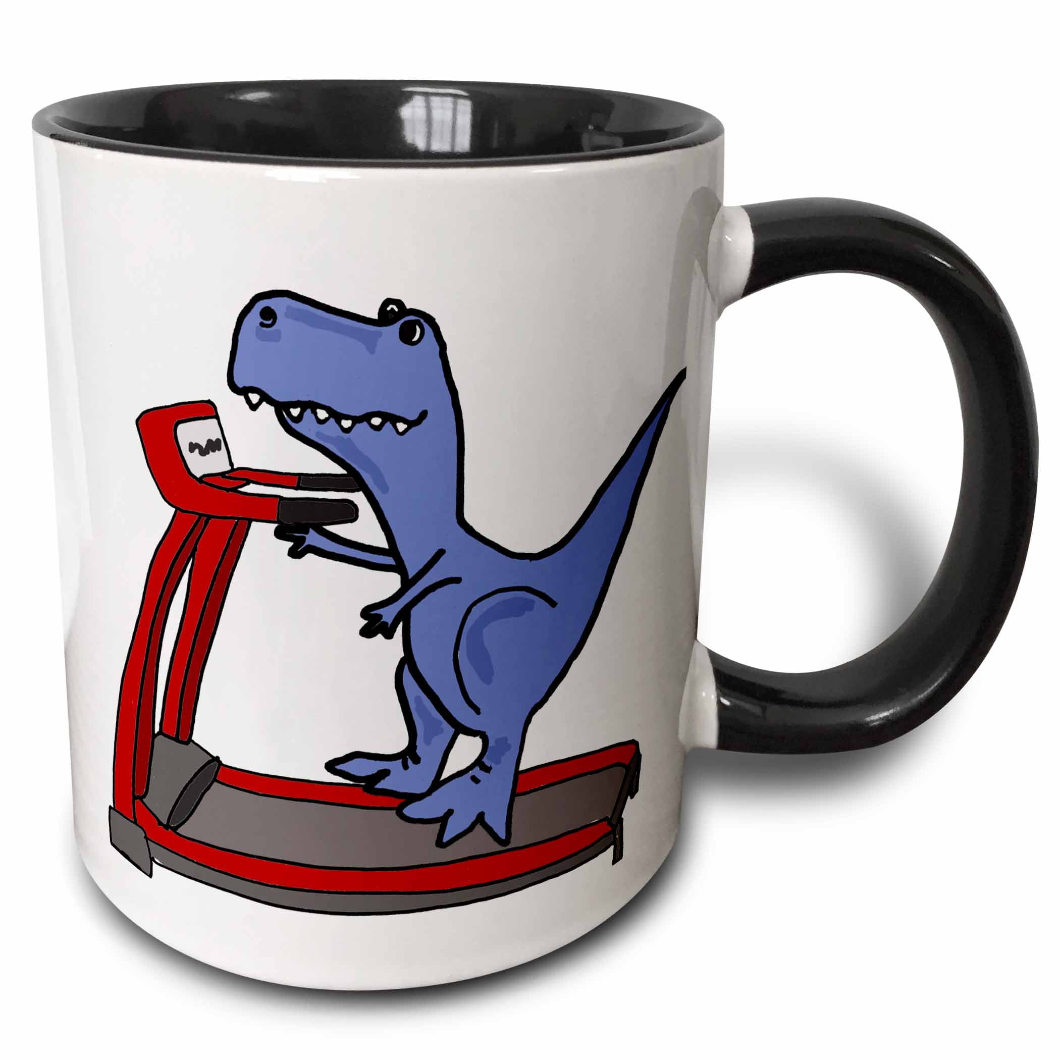 3drose, Funny Cute T-rex Dinosaur on Treadmill Exercise Cartoon, 11oz ...