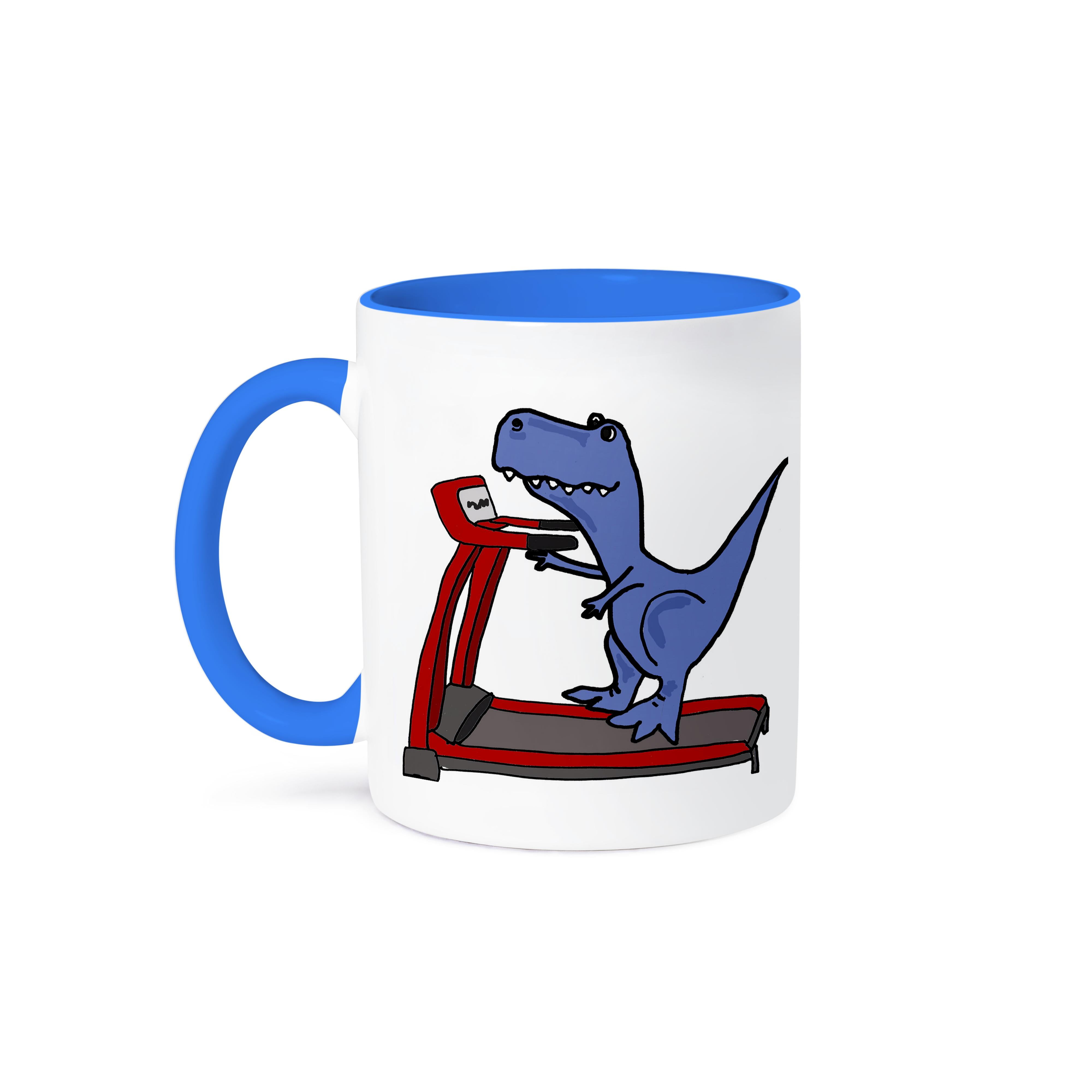 3dRose, Funny Cute T-rex Dinosaur on Treadmill Exercise Cartoon, 11oz ...