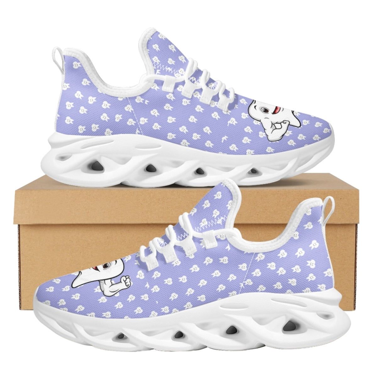 Funny Cute Teeth Pattern Running Shoes Unisex Non-Slip Lace-Up ...