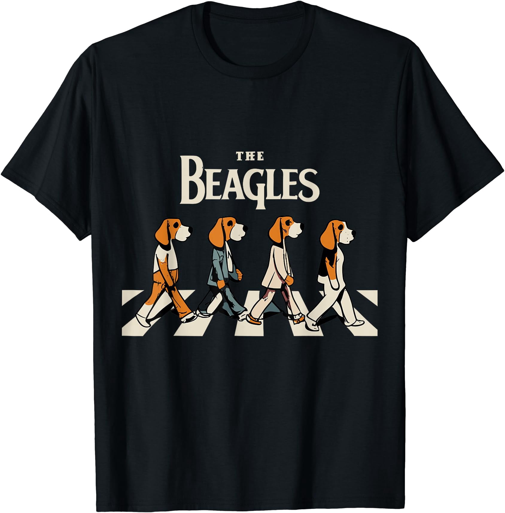 Funny Cute Vintage Beagle Dog Lover T-Shirt - Cartoon Dogs Crosswalk ...
