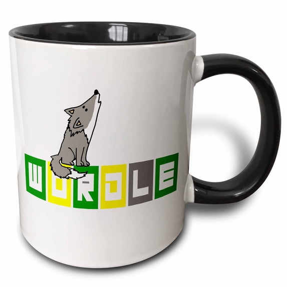 3drose, Funny Cute Wordle Wolf Daily Word Game with Wolf Cartoon, 11oz ...