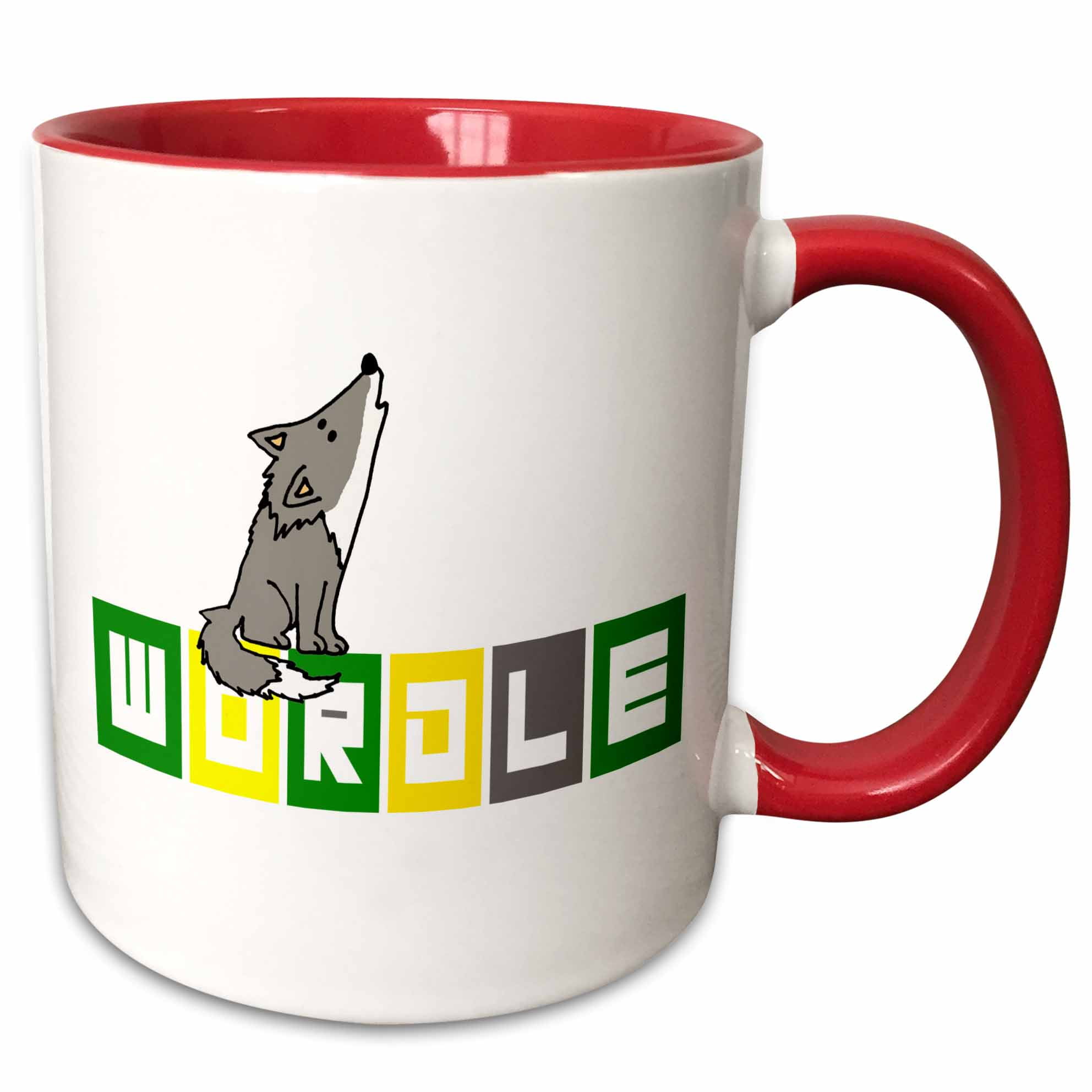 3drose, Funny Cute Wordle Wolf Daily Word Game with Wolf Cartoon, 11oz ...