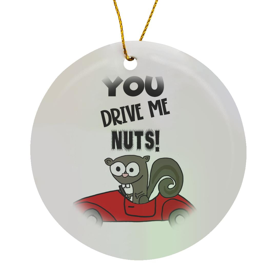 3drose, Funny Cute You Drive Me Nuts Squirrel in Car Satire Cartoon ...