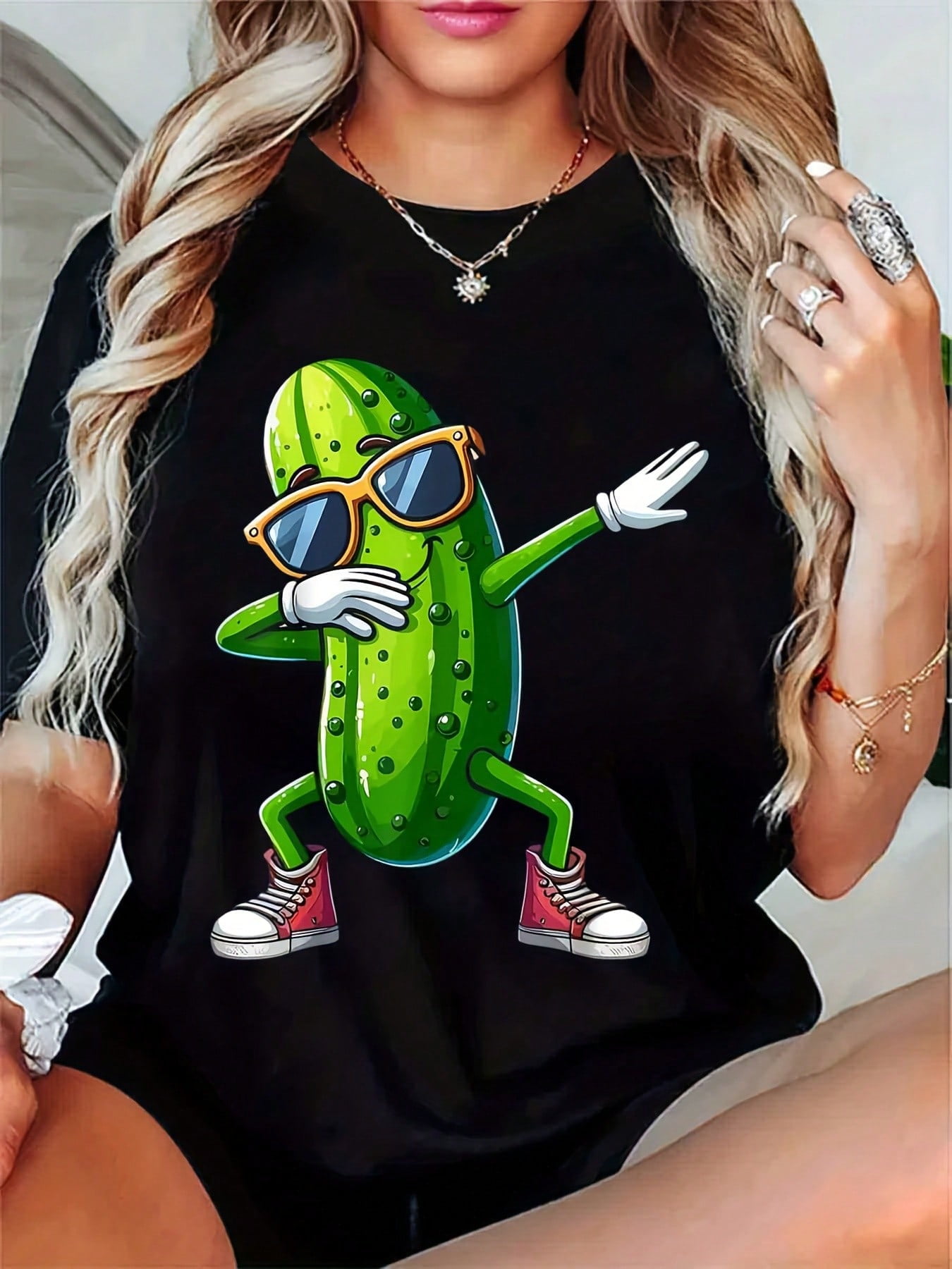 Funny Dabbing Pickle Cucumber Lover Unisex Graphic Cotton Short Sleeve ...