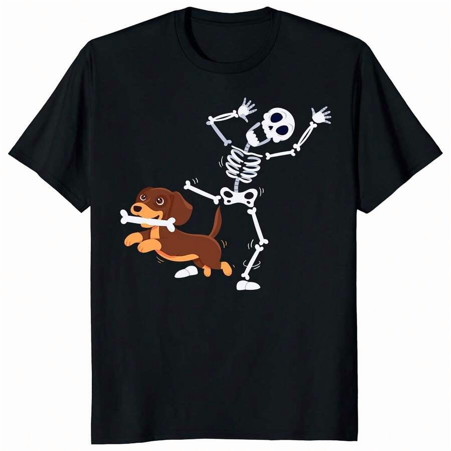 Funny Dachshund Biting Skeleton Halloween Dog Halloweenie Gift Uni T ...