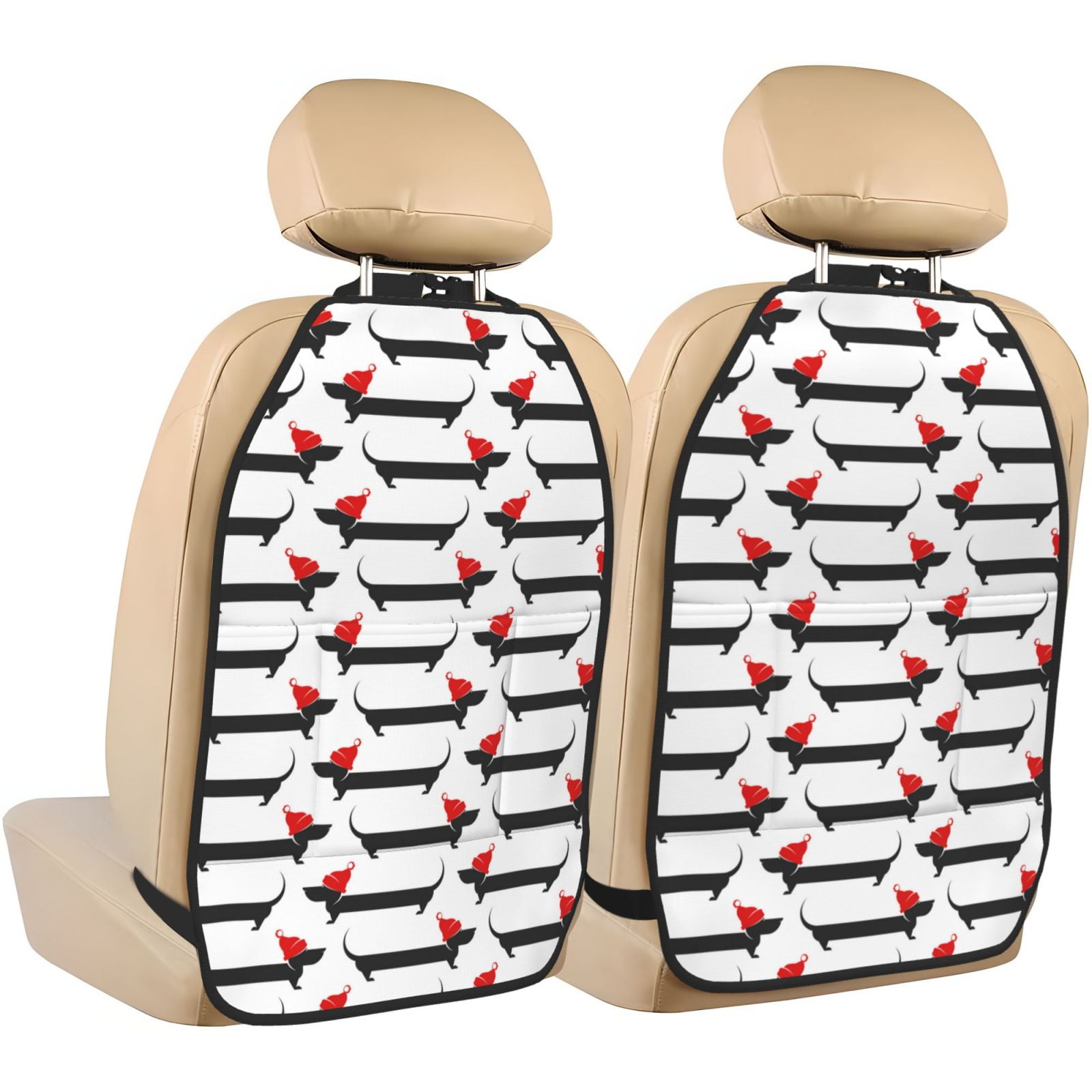 Funny Dachshund Dog Puppy Backseat Car Organizer, 2 Pack Kick Mats Back ...