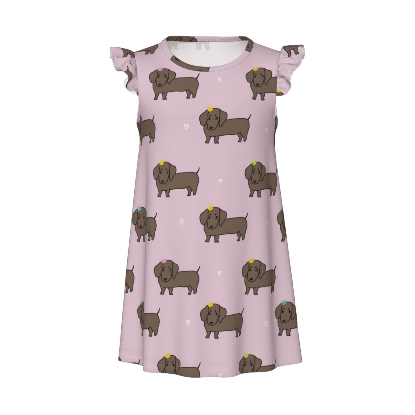 Funny Dachshund Dog Puppy Love Girls Nightgowns, Short Sleeves Dress ...