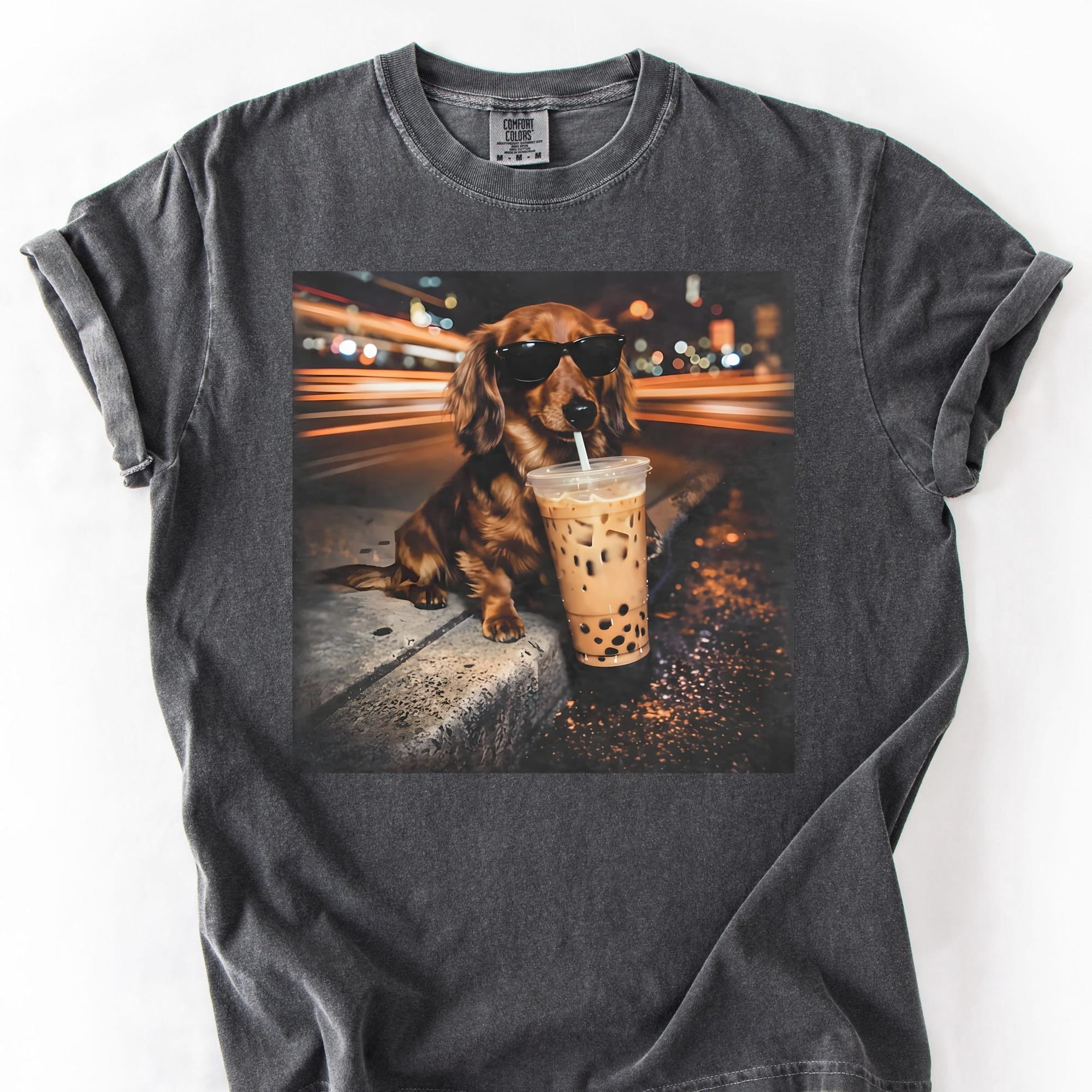 Funny Dachshund Drinking Iced Coffee Tshirt Dog Shirt Wiener Dog Tee ...