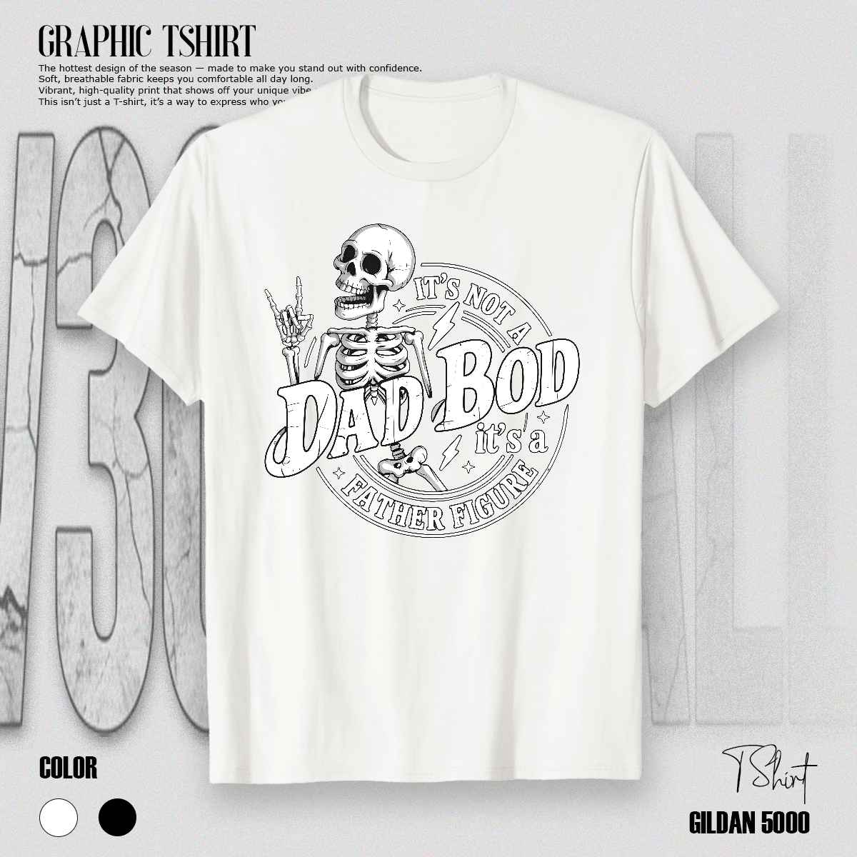 Funny Dad Bod Humor Father Figure Retro Art Graphic Apparel T-Shirt ...
