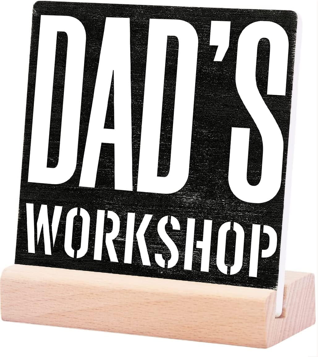 Funny Dad Ceramic Table Sign Plaque Dad's Workshop Tabletop Sign Desk ...