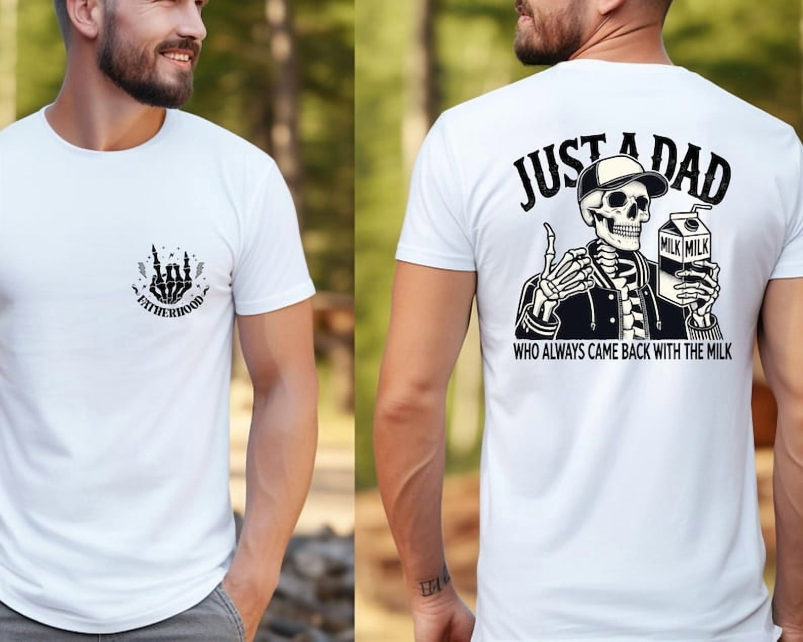 Funny Dad Graphic Tee with Skeleton and Milk Carton, Humorous ...