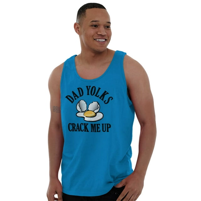 Funny Dad Joke Yolks Crack Me Up Tank Top Sleeveless Tee Men Brisco ...