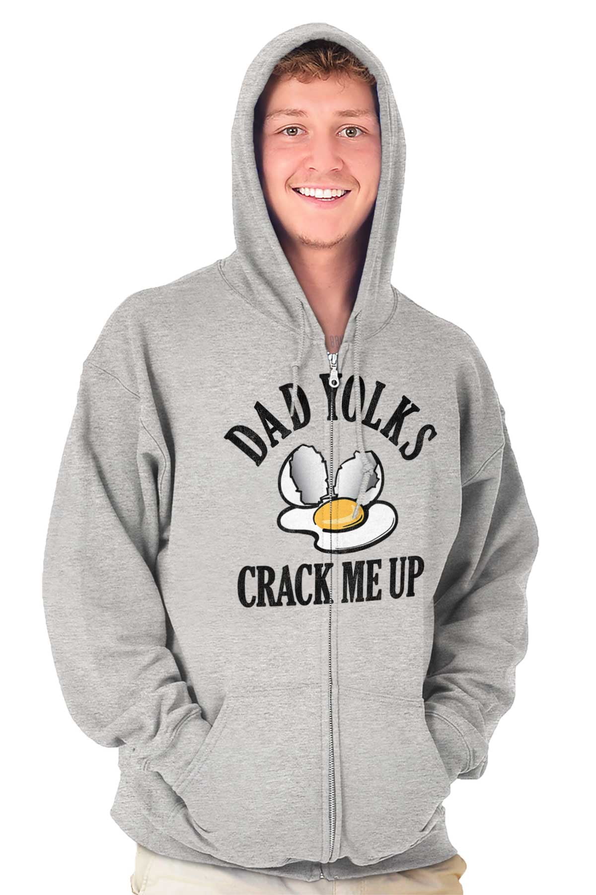 Funny Dad Joke Yolks Crack Me Up Zip Hoodie Sweatshirt Men Brisco ...