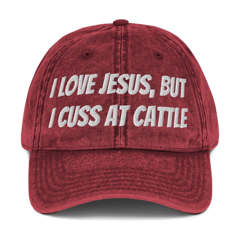 Funny Dairy Farmer Farming Life Embroidered Vintage Cap, I Love Jesus ...