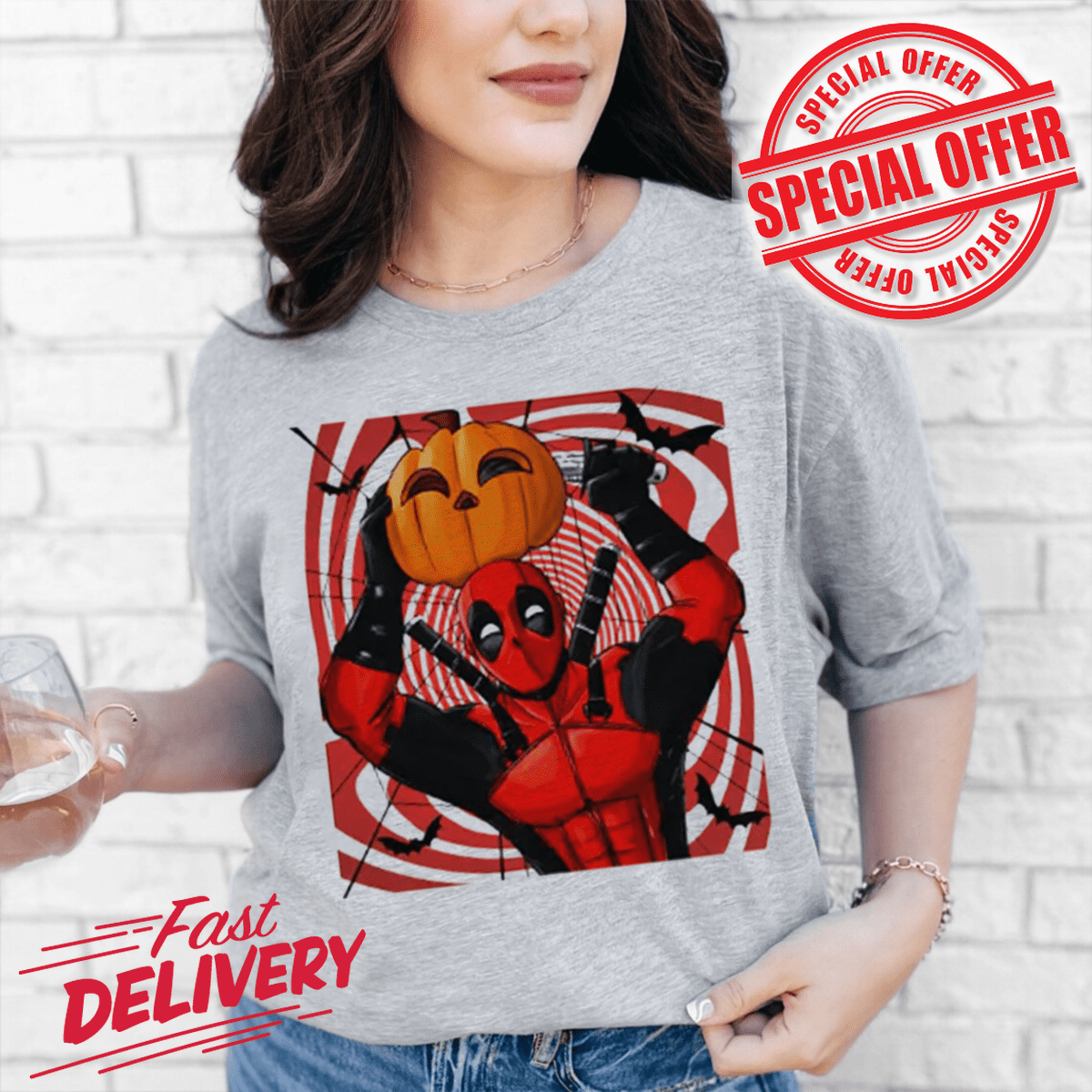 Funny Deadpooll Halloween T-Shirt Deadpooll Hero With Pumpkinz Party ...