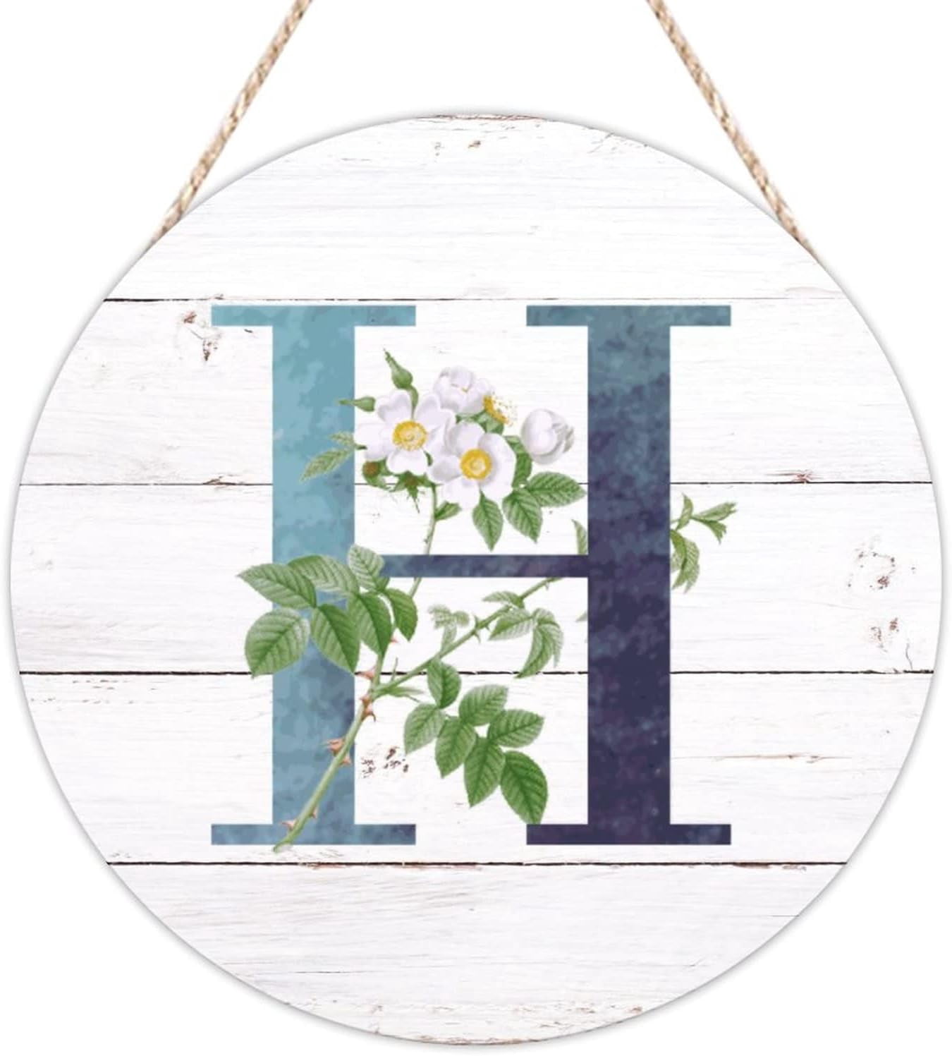 Funny Decor Initial Letter H Blue Funny Rustic Holiday Gift Wood Sign ...