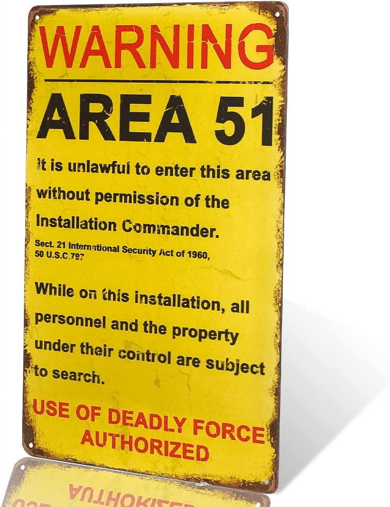 -Funny Decorations Vintage Warning Signs Area 51 Garage Poster Outdoor ...