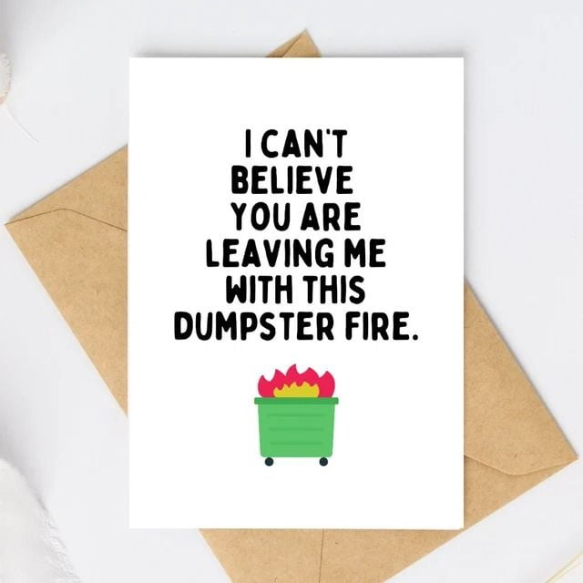 Funny Departure Card – "I Can't Believe You're Leaving Me with This ...