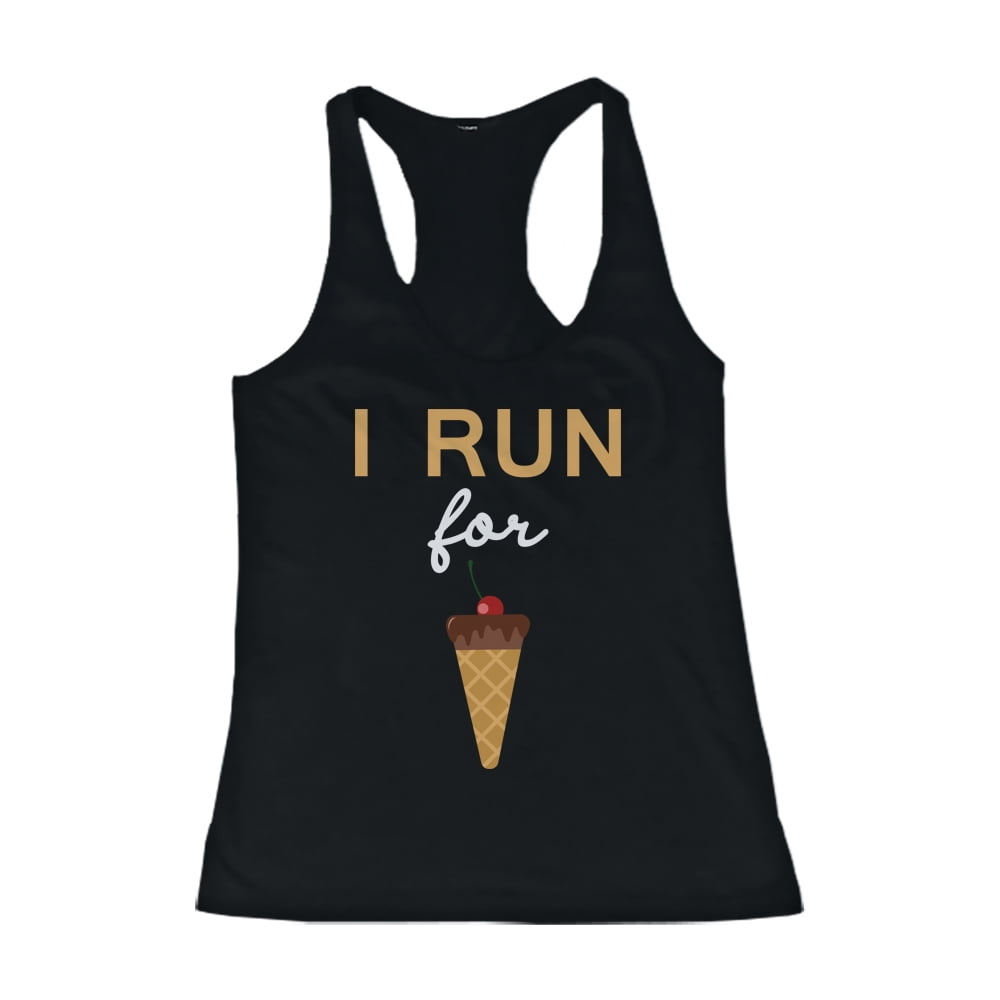 Funny Design Tank Top - I Run For Ice Cream - Gym Clothes, Workout ...
