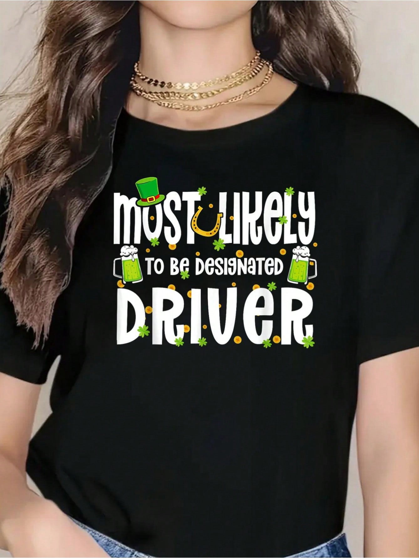 Funny Designated Driver St Patricks Day Unisex Clover Graphic T-Shirt ...