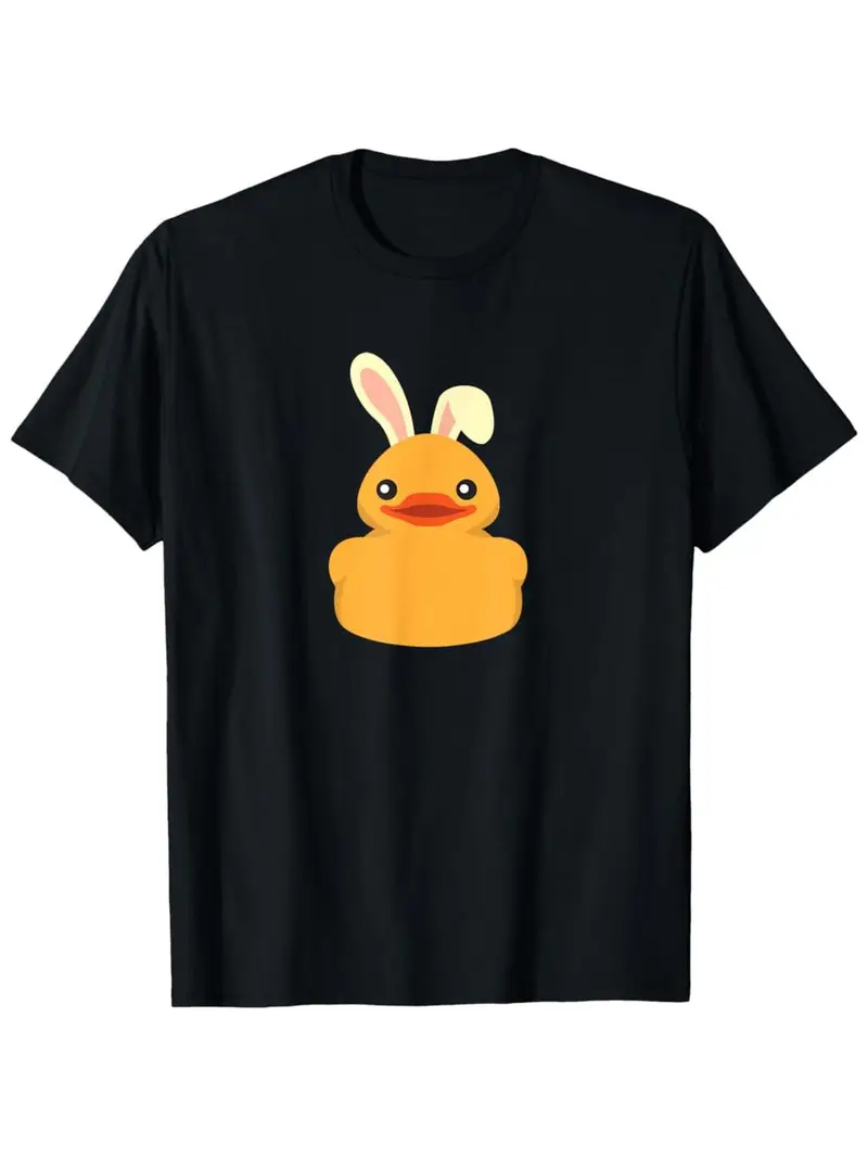 Funny Digital Cartoon Rubber Duck Graphic T-Shirt - Unisex Black Short ...