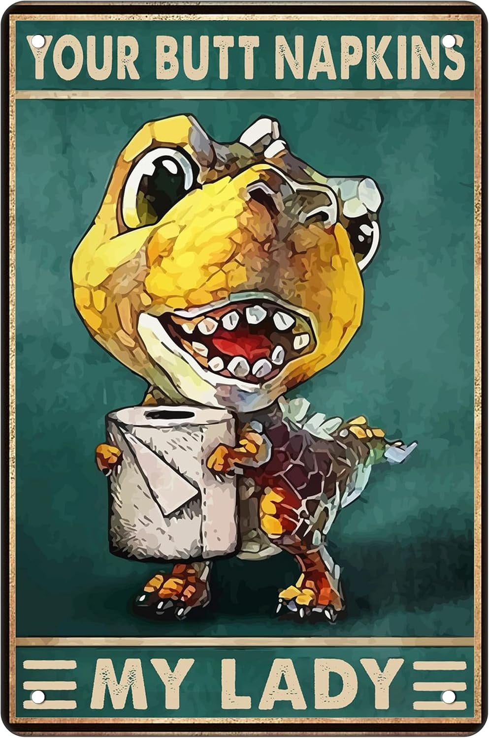 Funny Dino Decor Dinosaur Tin Signs Dinosaur Bathroom Sign Dinosaur ...