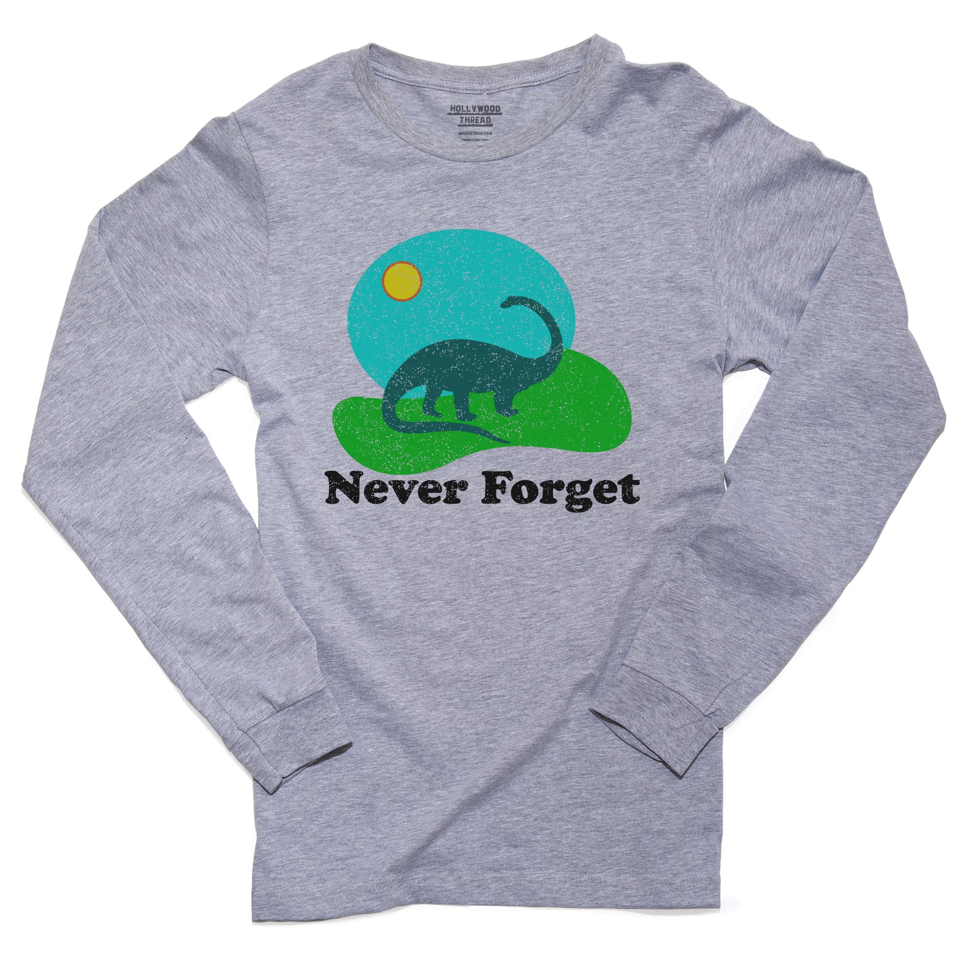 Funny Dinosaur Extinction Cartoon - Never Forget! Men's Long Sleeve ...