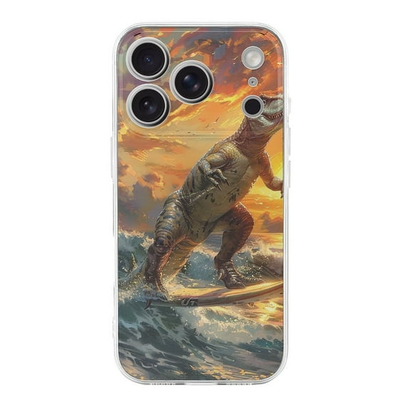 Funny Dinosaur Surf Cool Phone Case Compatible with iPhone 17 Pro TPU ...
